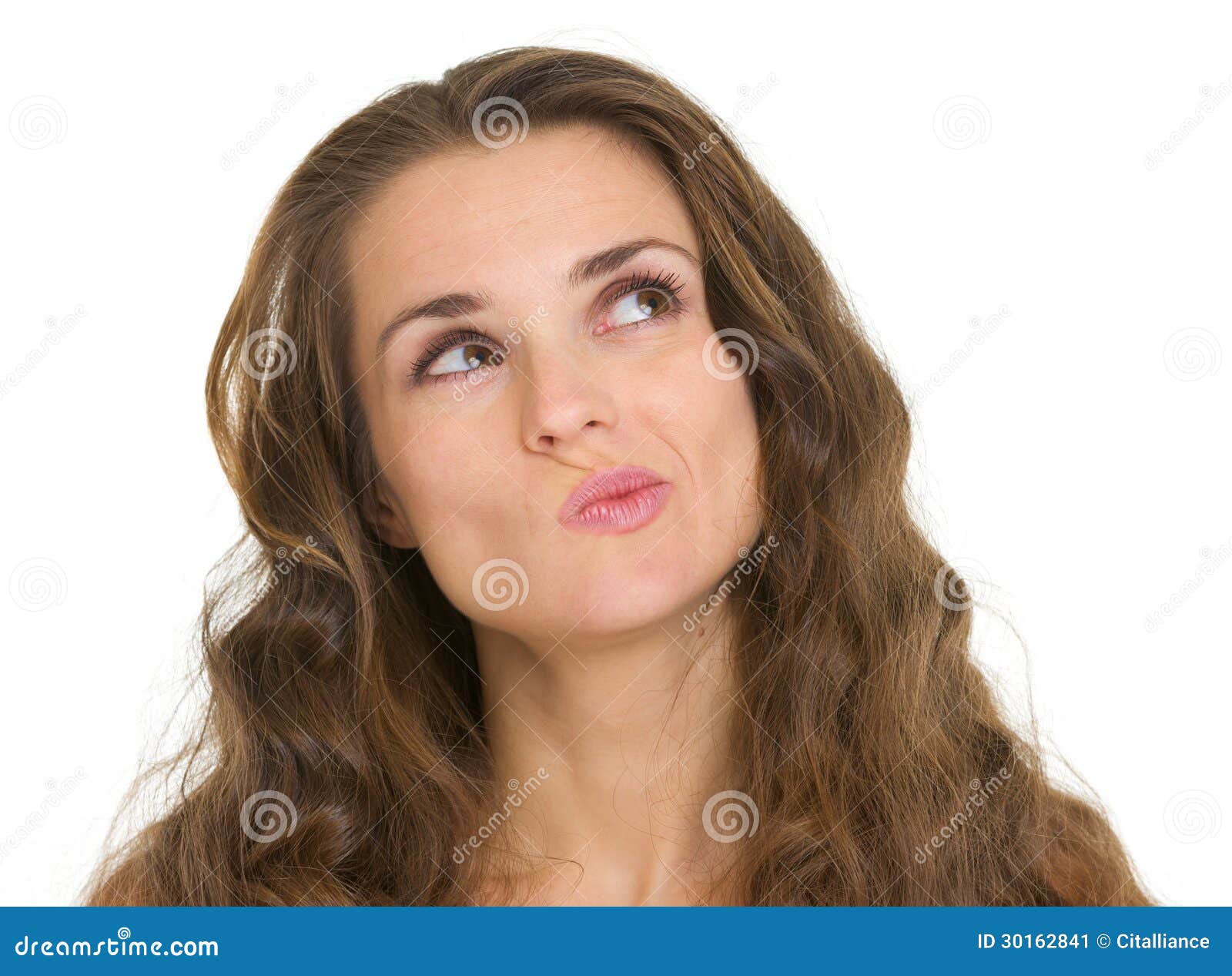 Portrait of Interested Woman Looking on Copy Space Stock Image - Image ...