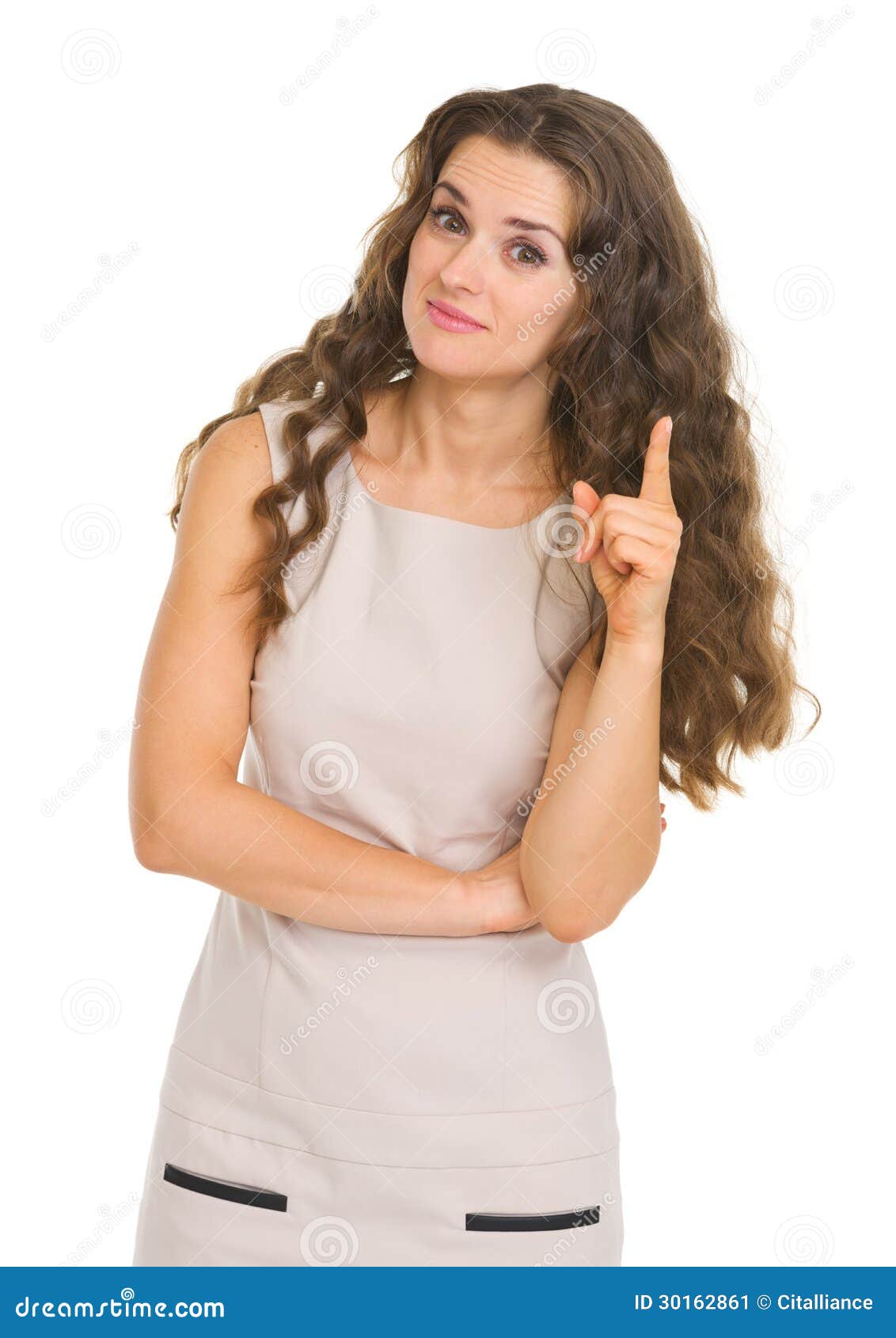 Portrait of Interested Woman Pointing on Fact Stock Image - Image of ...