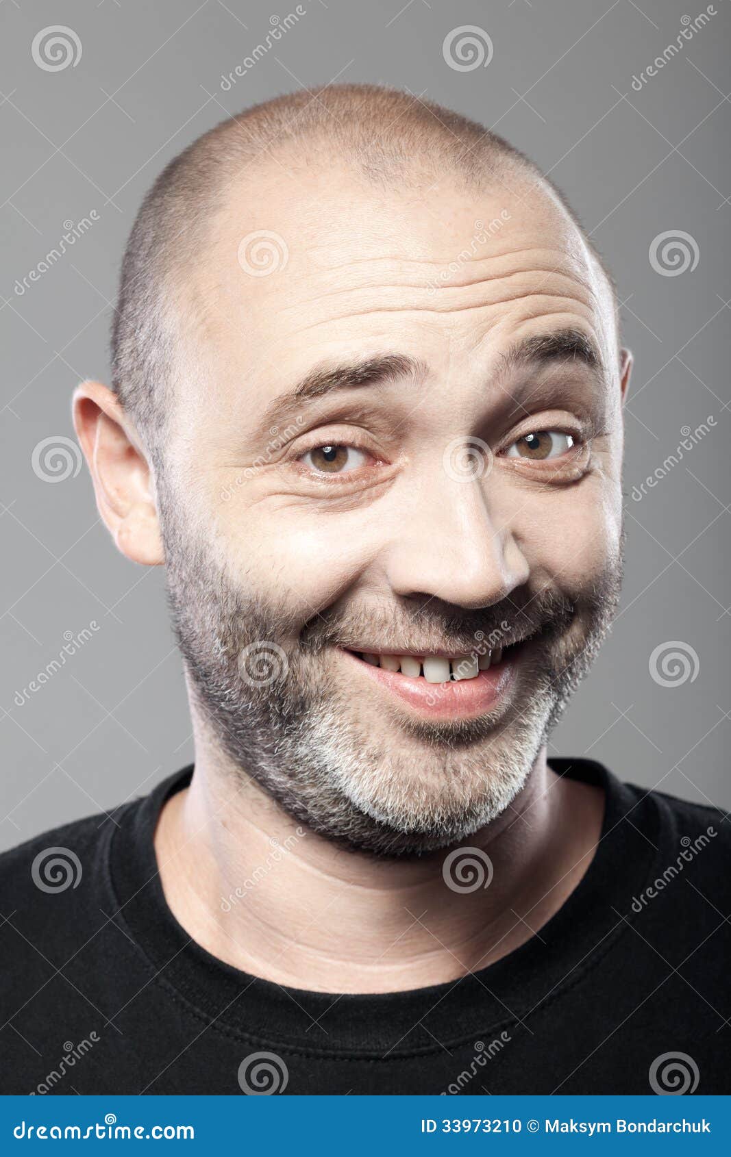 Portrait of Ironical Smiling Man Isolated on Gray Stock Photo - Image ...