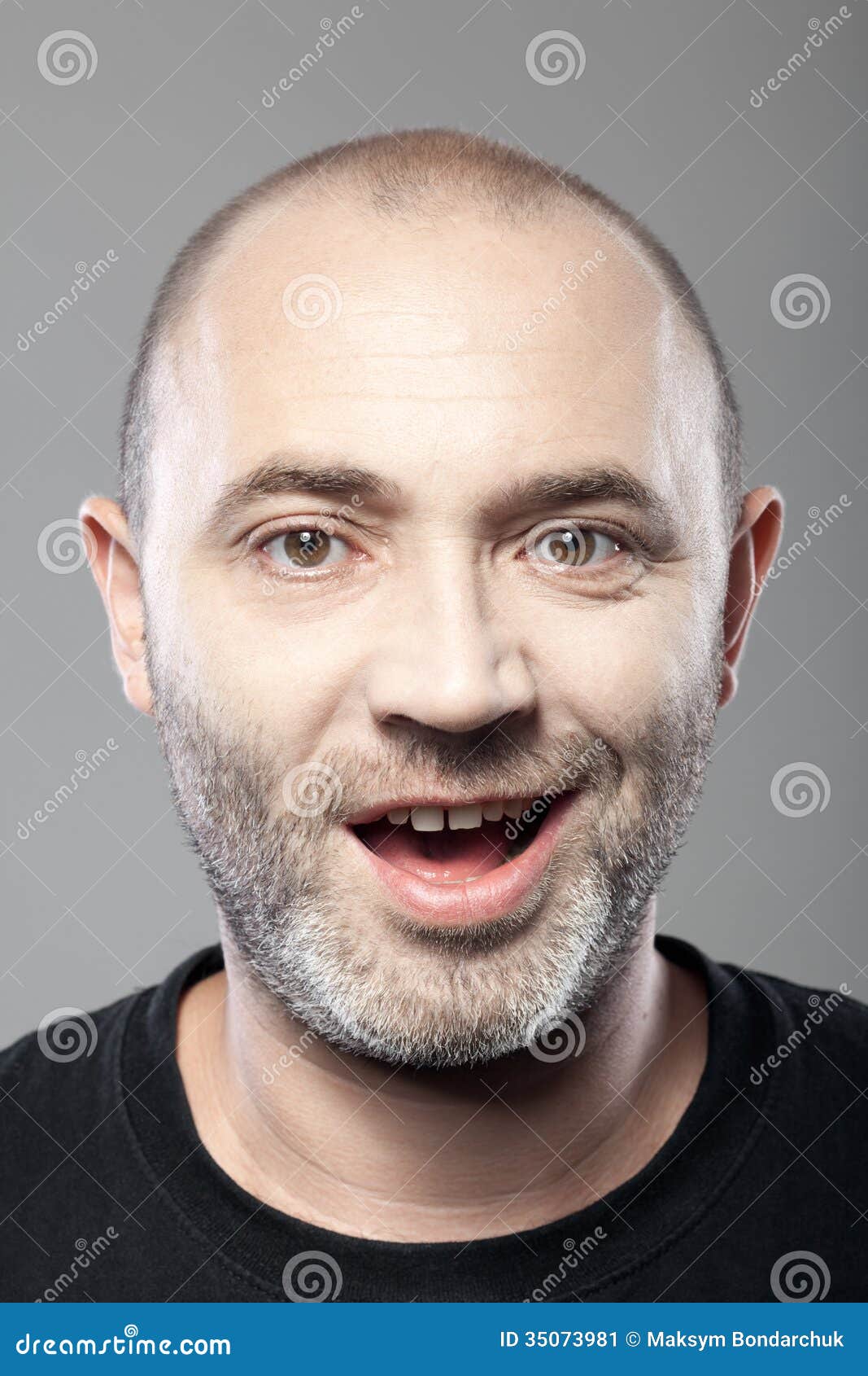 Portrait of Ironical Smiling Man Isolated on Gray Stock Image - Image ...