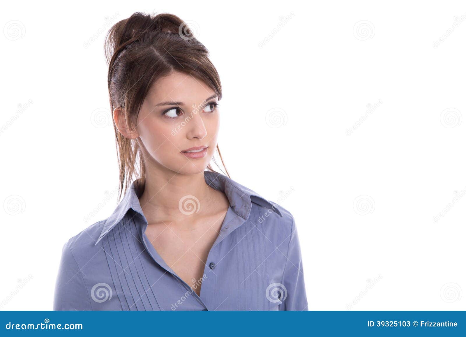 Portrait Of Isolated Woman Looking Sideways Stock Image Image Of