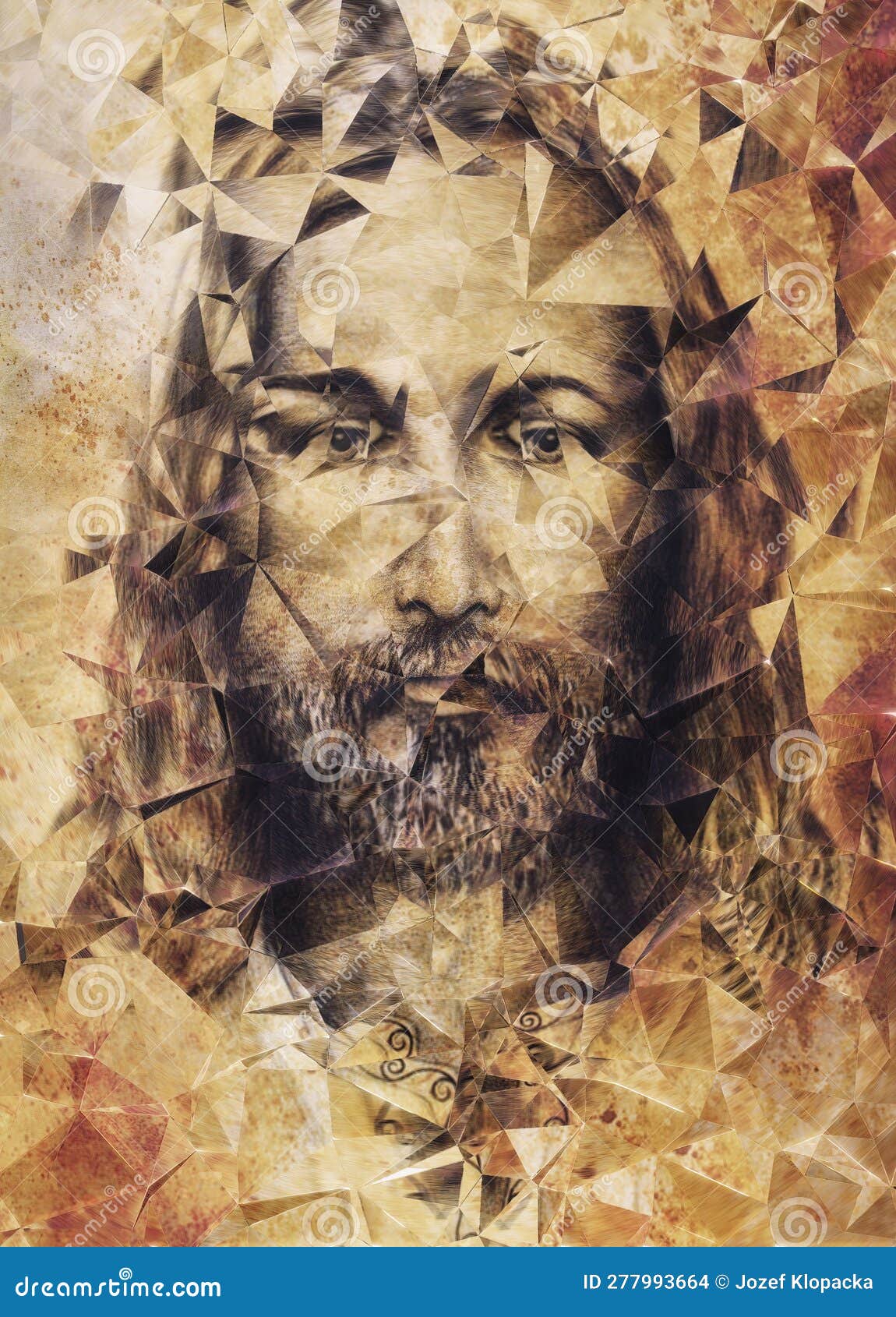 Portrait of Jesus Christ and Broken Mirror Effect. Stock Illustration ...