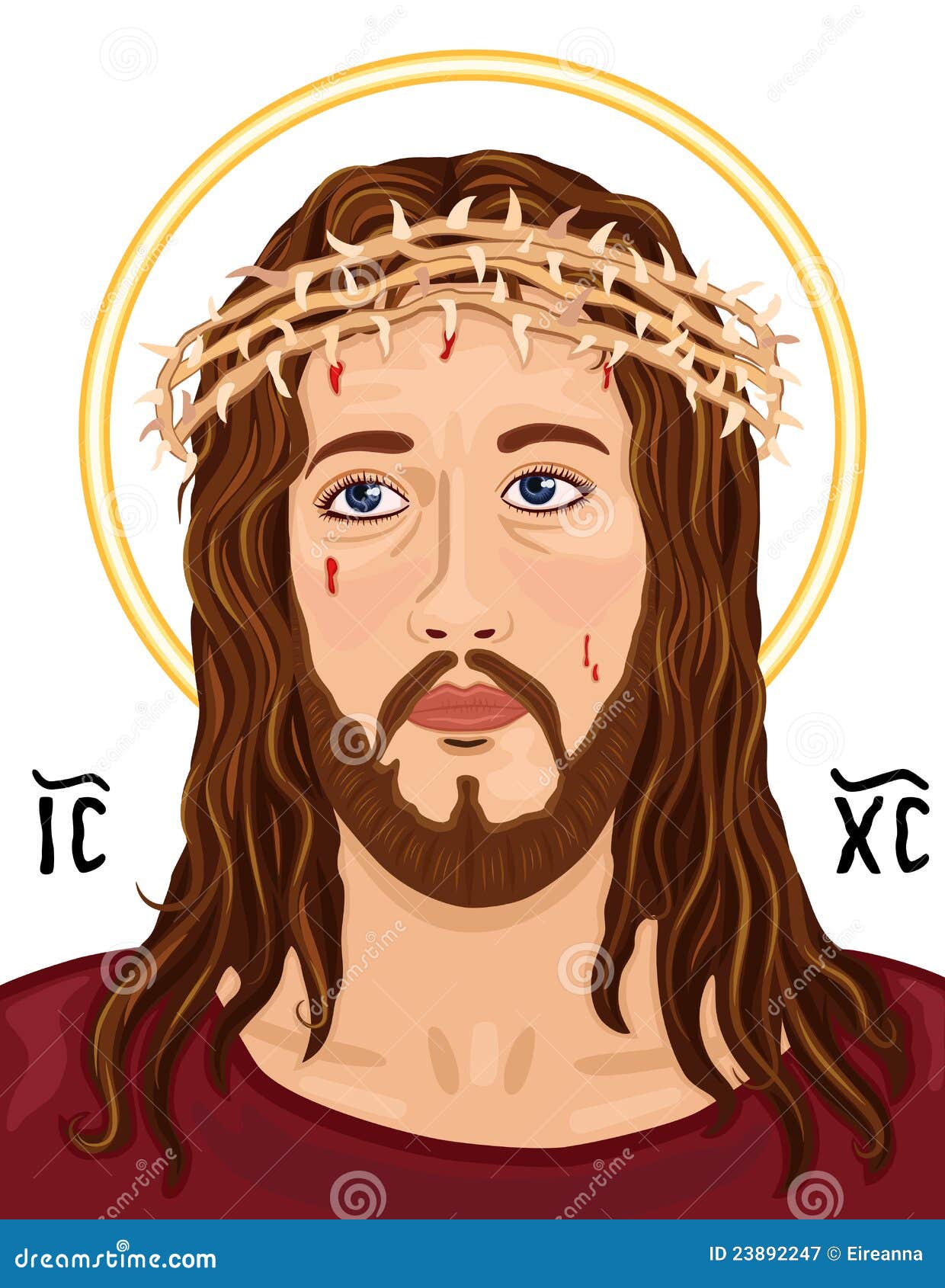 Portrait of Jesus Christ with Christogram Stock Vector - Illustration ...