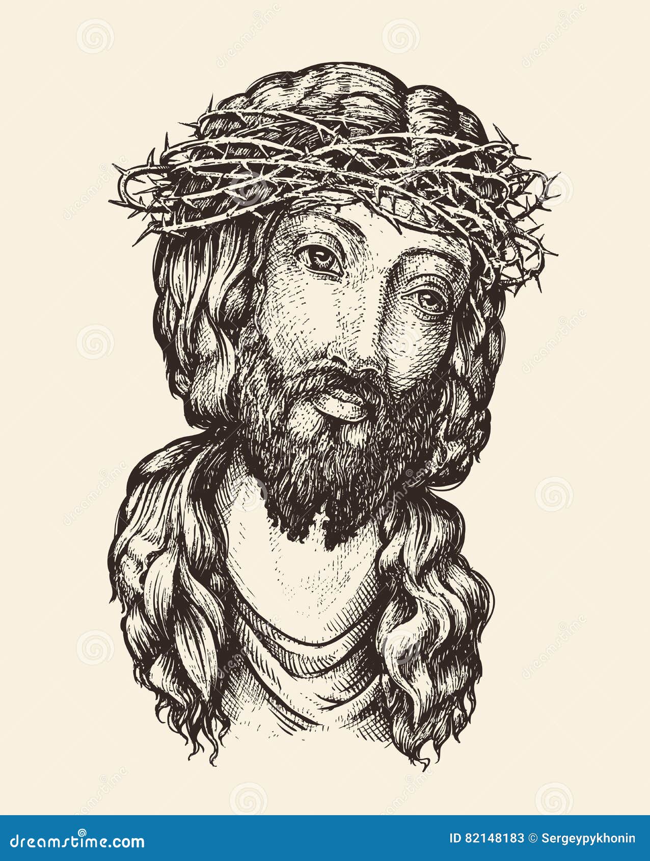 Portrait of Jesus Christ. Hand Drawn Sketch Vector Illustration Stock ...