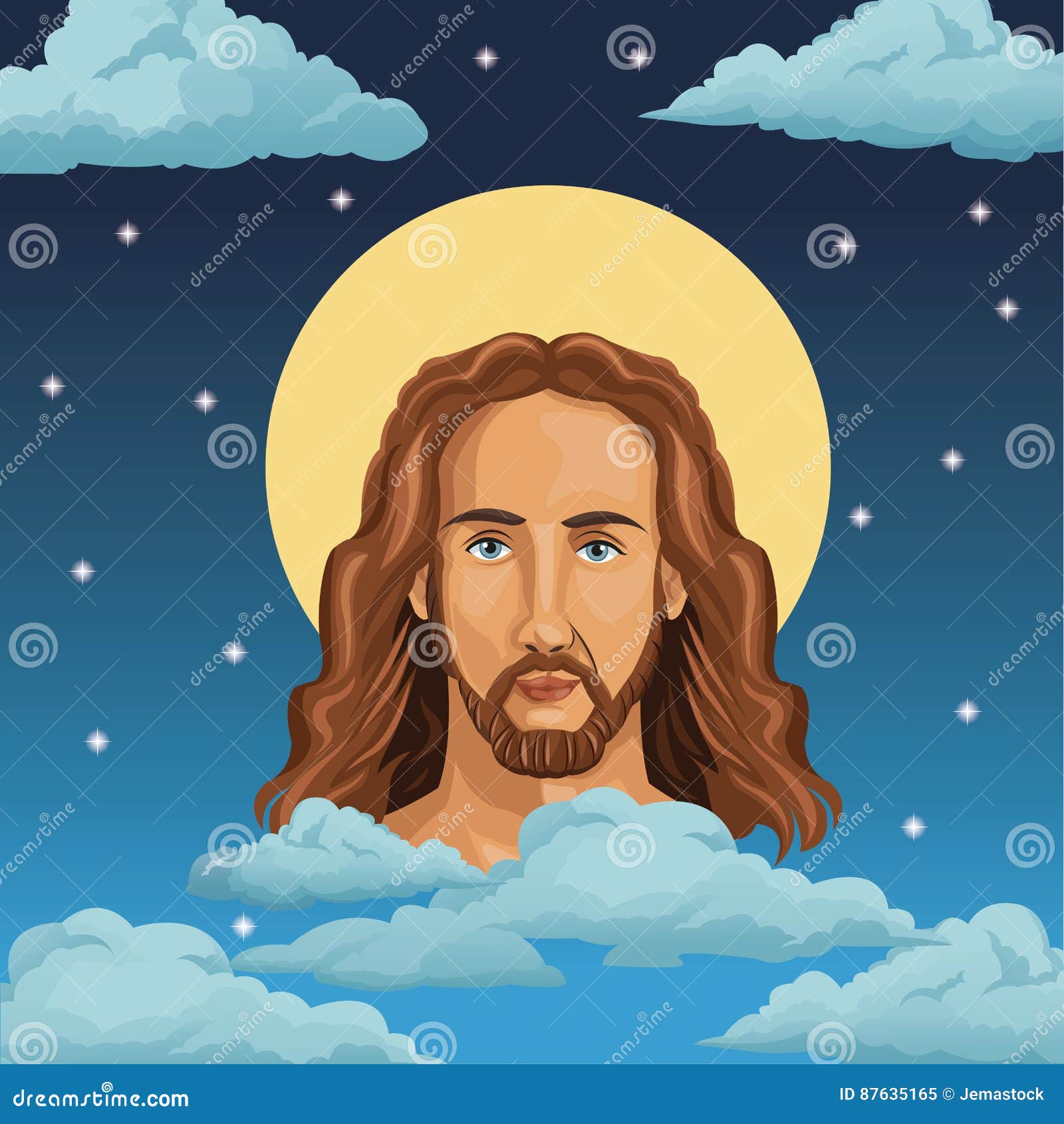 Portrait Jesus Christ Night Background Royalty-Free Cartoon ...