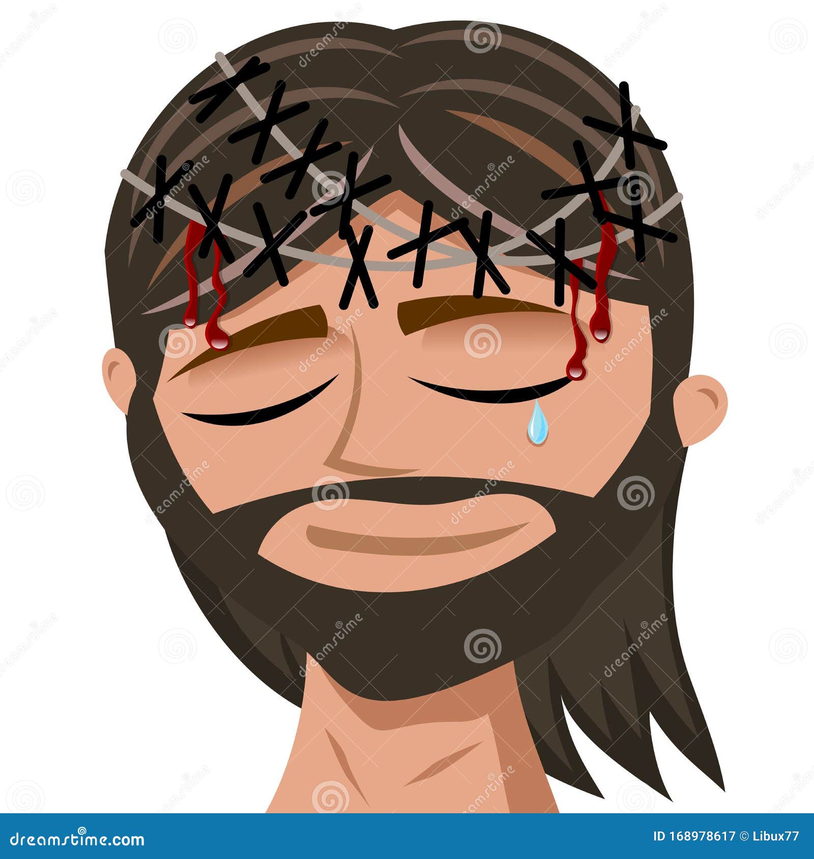 Portrait of Jesus Christ Suffering with Crown of Thorns Isolated on ... Portrait of Jesus Christ Suffering with Crown of Thorns Isolated on ...