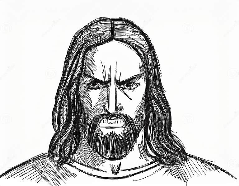 Portrait of Jesus Having Angry Expression Stock Photo - Image of ...