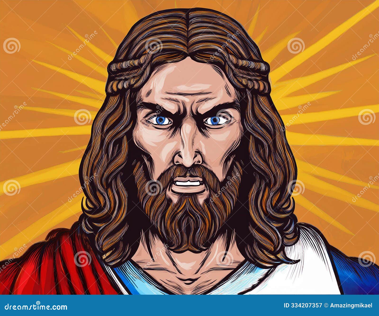 Portrait of Jesus Having Angry Expression Stock Image - Image of ...