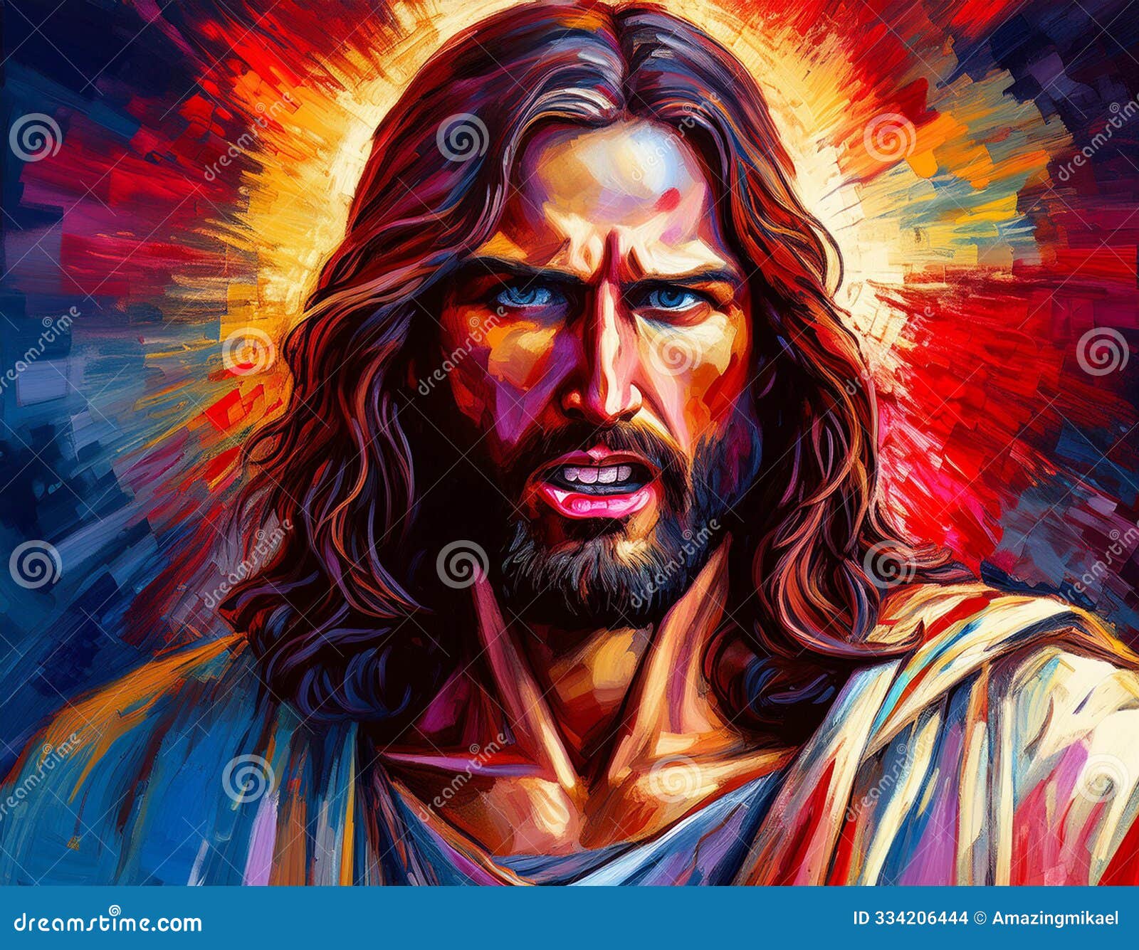 Portrait of Jesus Having Angry Expression Stock Photo - Image of ...