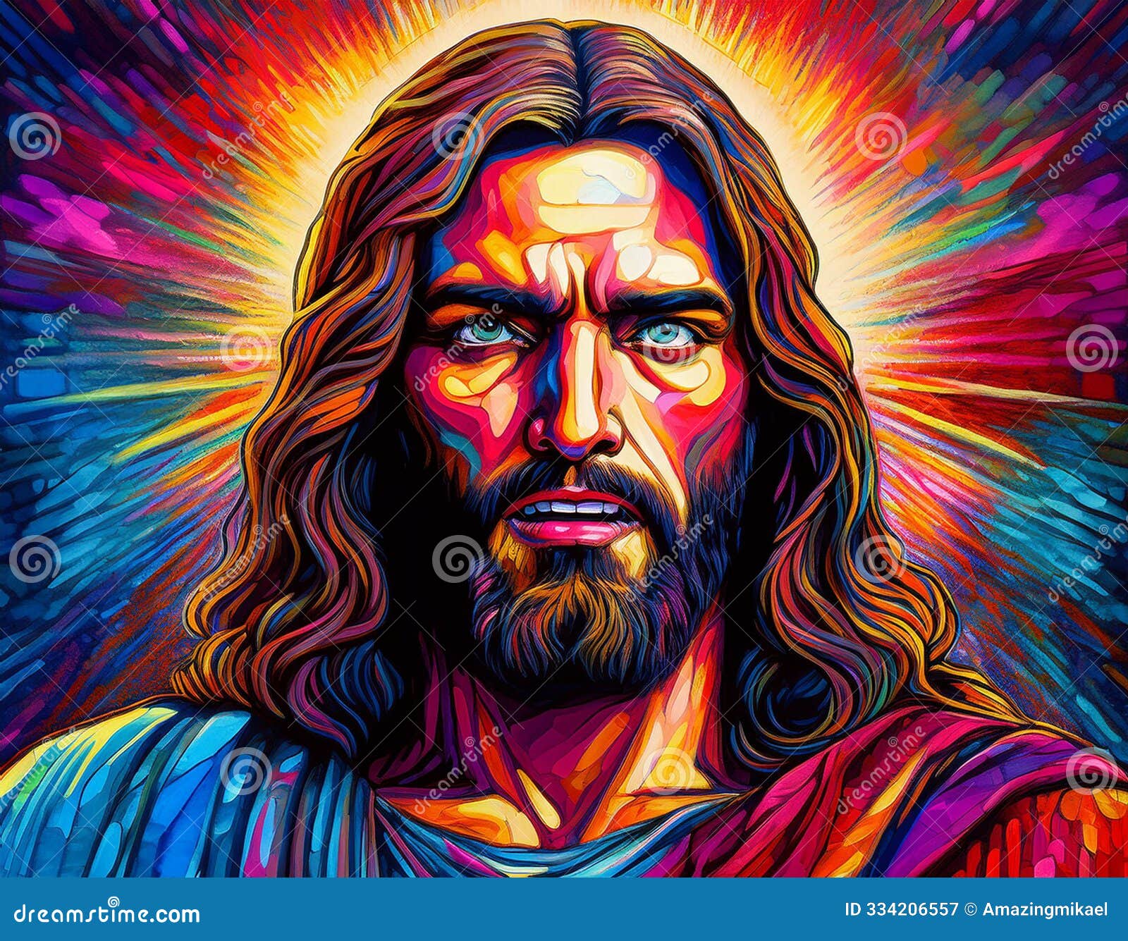 Portrait of Jesus Having Angry Expression Stock Image - Image of ...