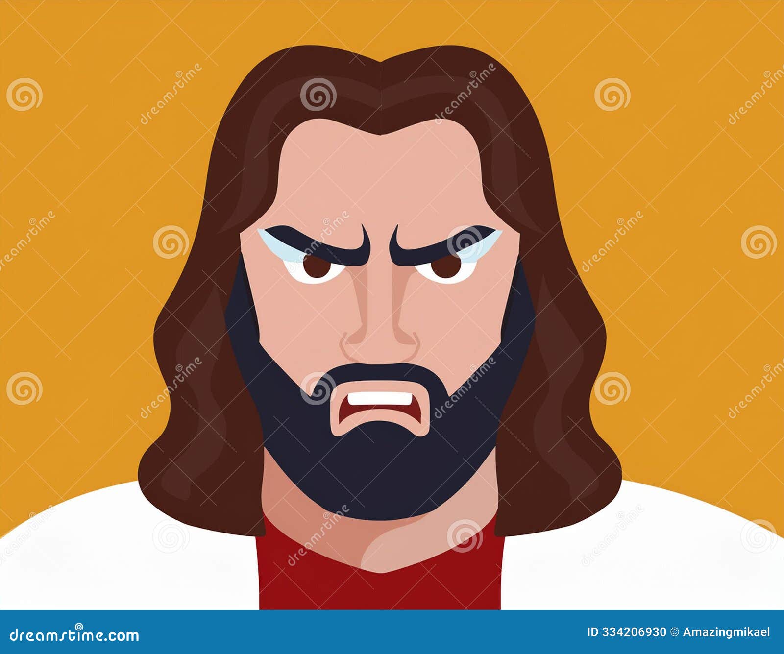 Portrait of Jesus Having Angry Expression Stock Illustration ...