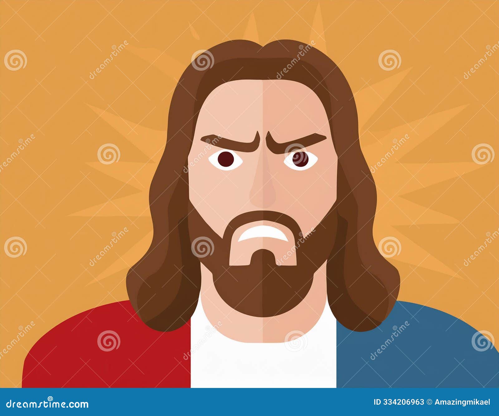 Portrait of Jesus Having Angry Expression Stock Illustration ...
