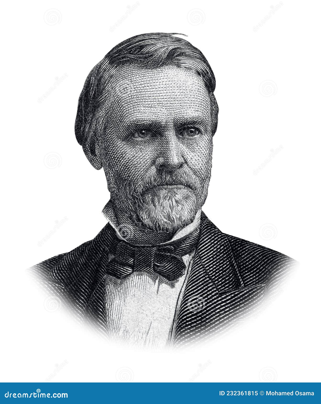 Portrait of John Sherman stock illustration. Illustration of etching ...