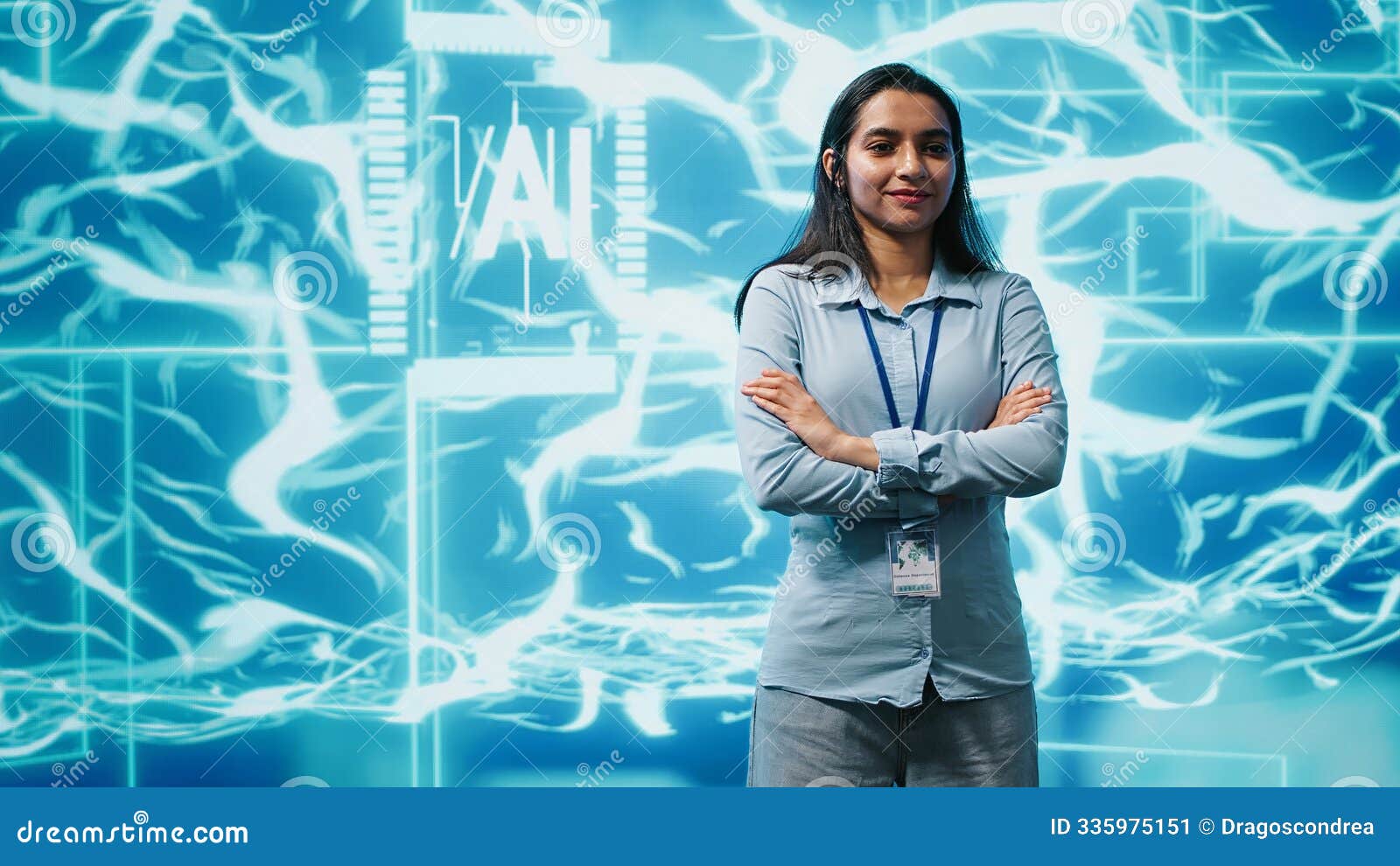 Portrait of Joyful Admin Tasked with AI Applications Development Stock ...