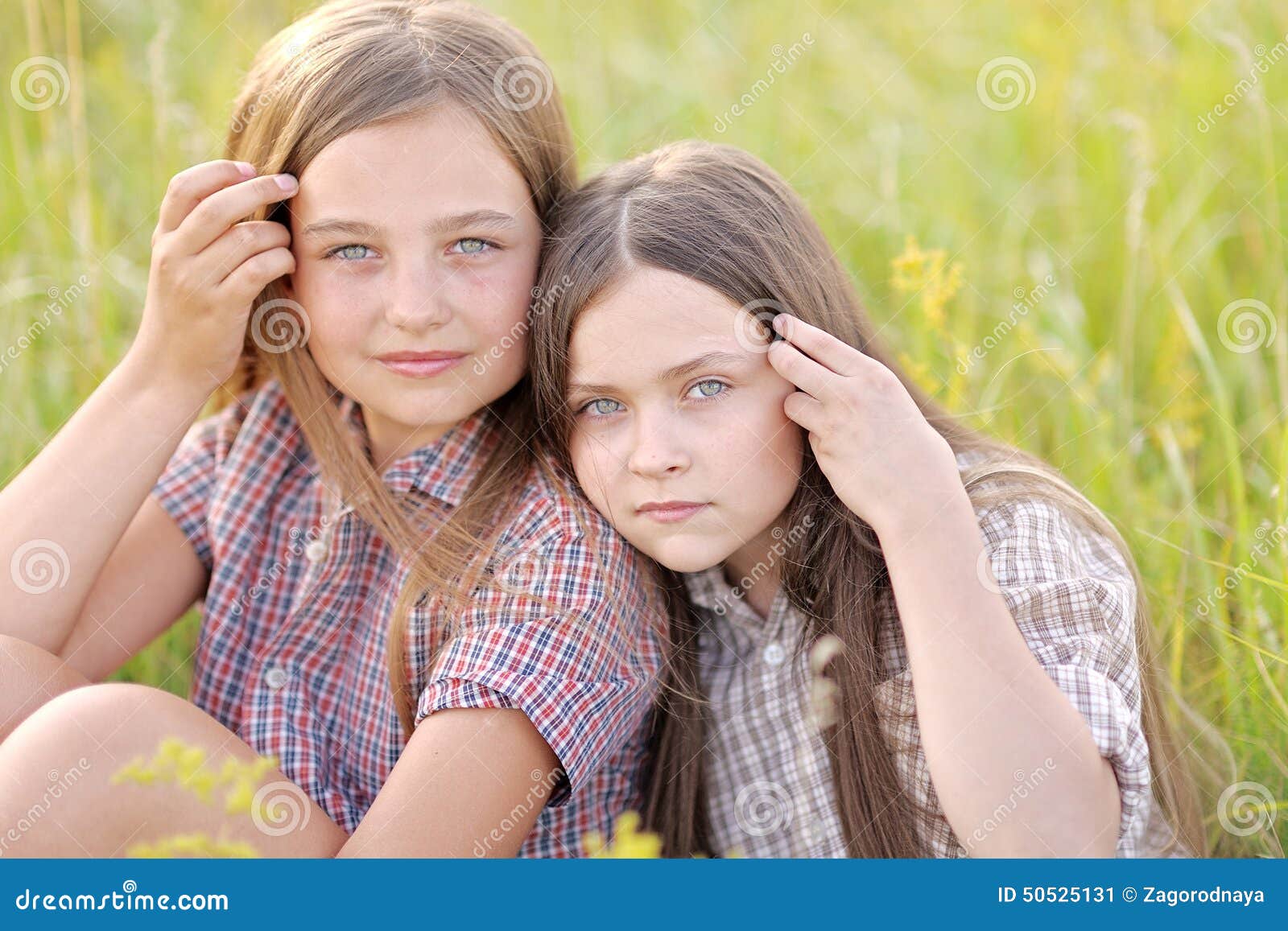 Portrait of Joyful Beautiful Girlfriends Stock Image - Image of nature ...