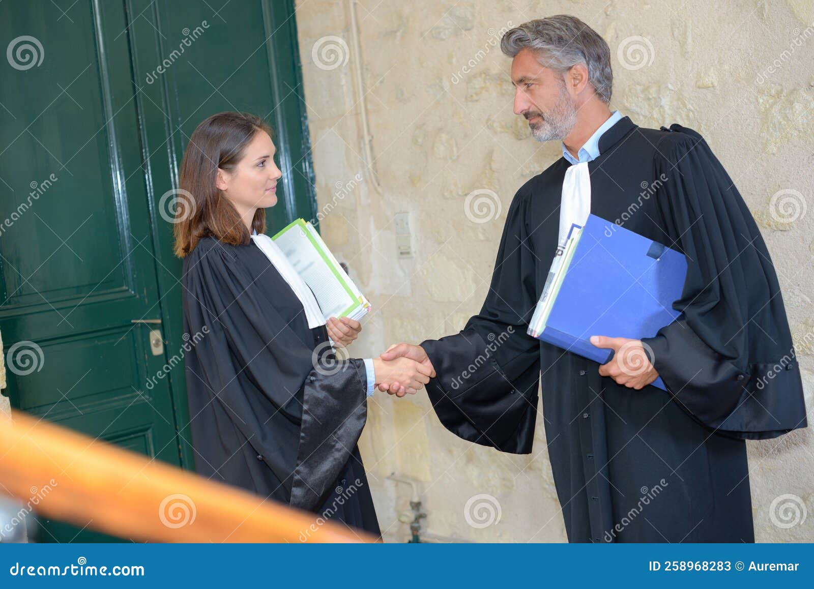 Portrait Judges Shaking Hands Stock Image - Image of male, agreement ...