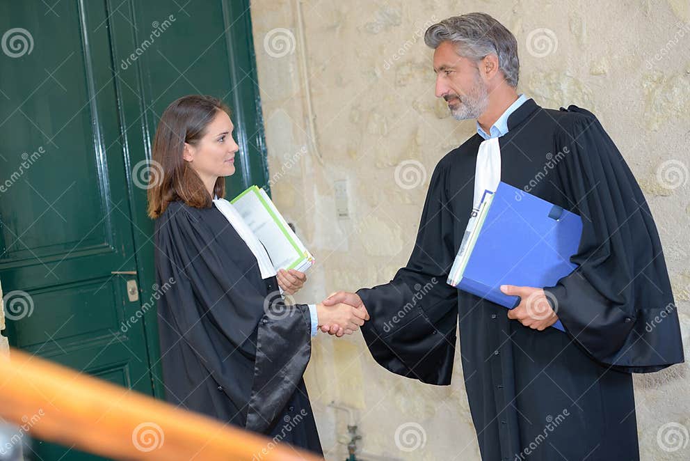 Portrait Judges Shaking Hands Stock Image - Image of male, agreement ...