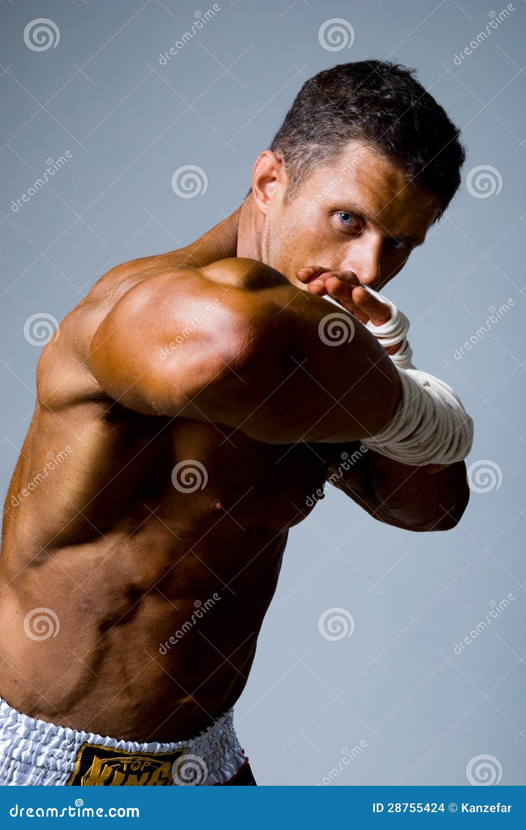 Portrait of a Kick Boxer in Fighting Stance. Stock Photo - Image of ...