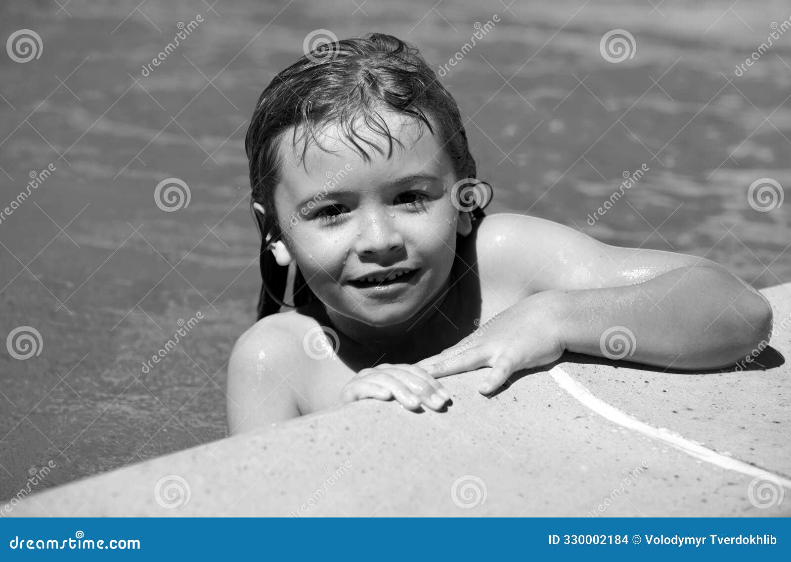 Portrait of Kid Boy Swim in Swimming Pool. Stock Photo - Image of cute ...
