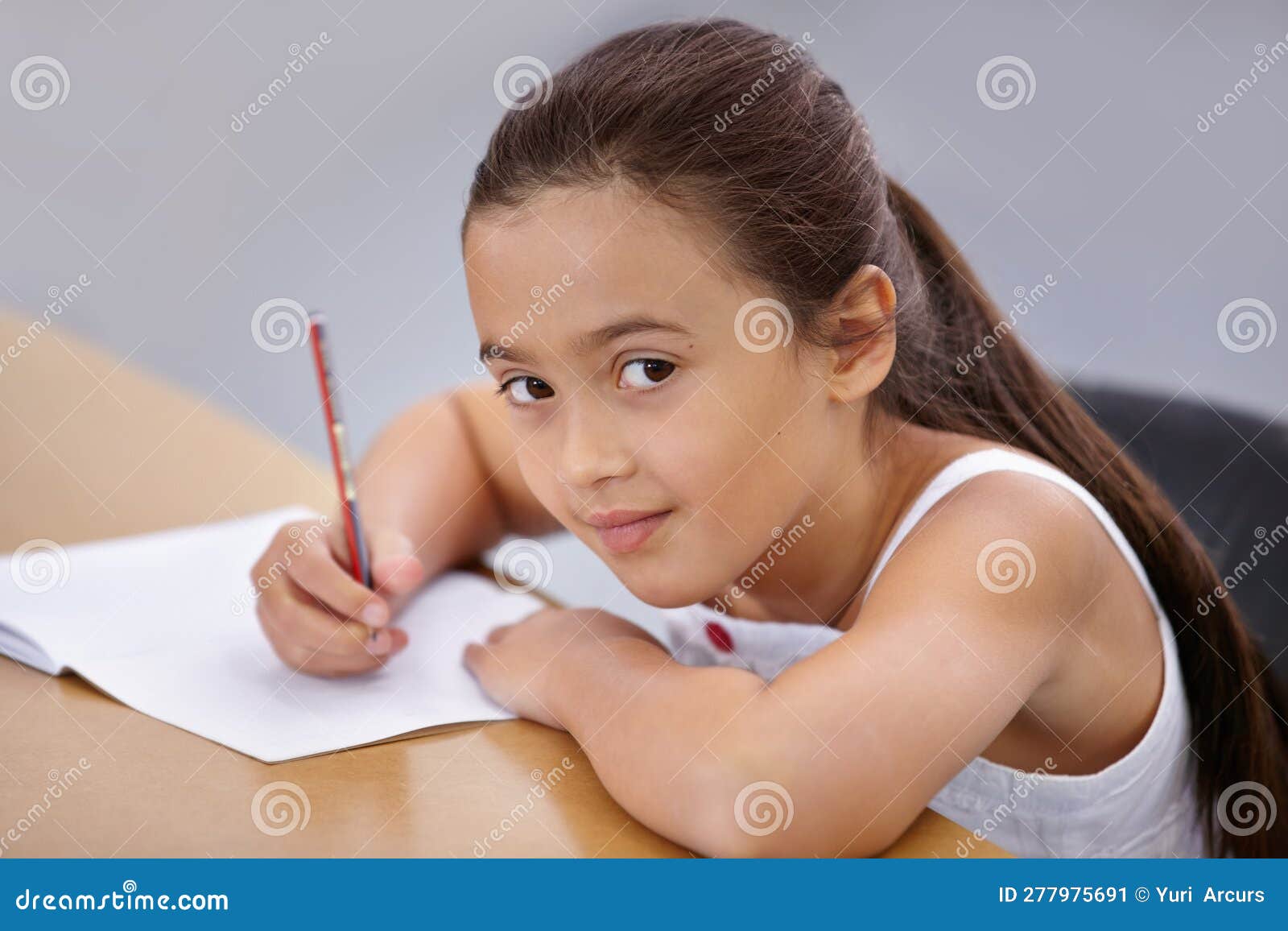 Portrait, Kid and Education of Student Taking Notes in Classroom for ...