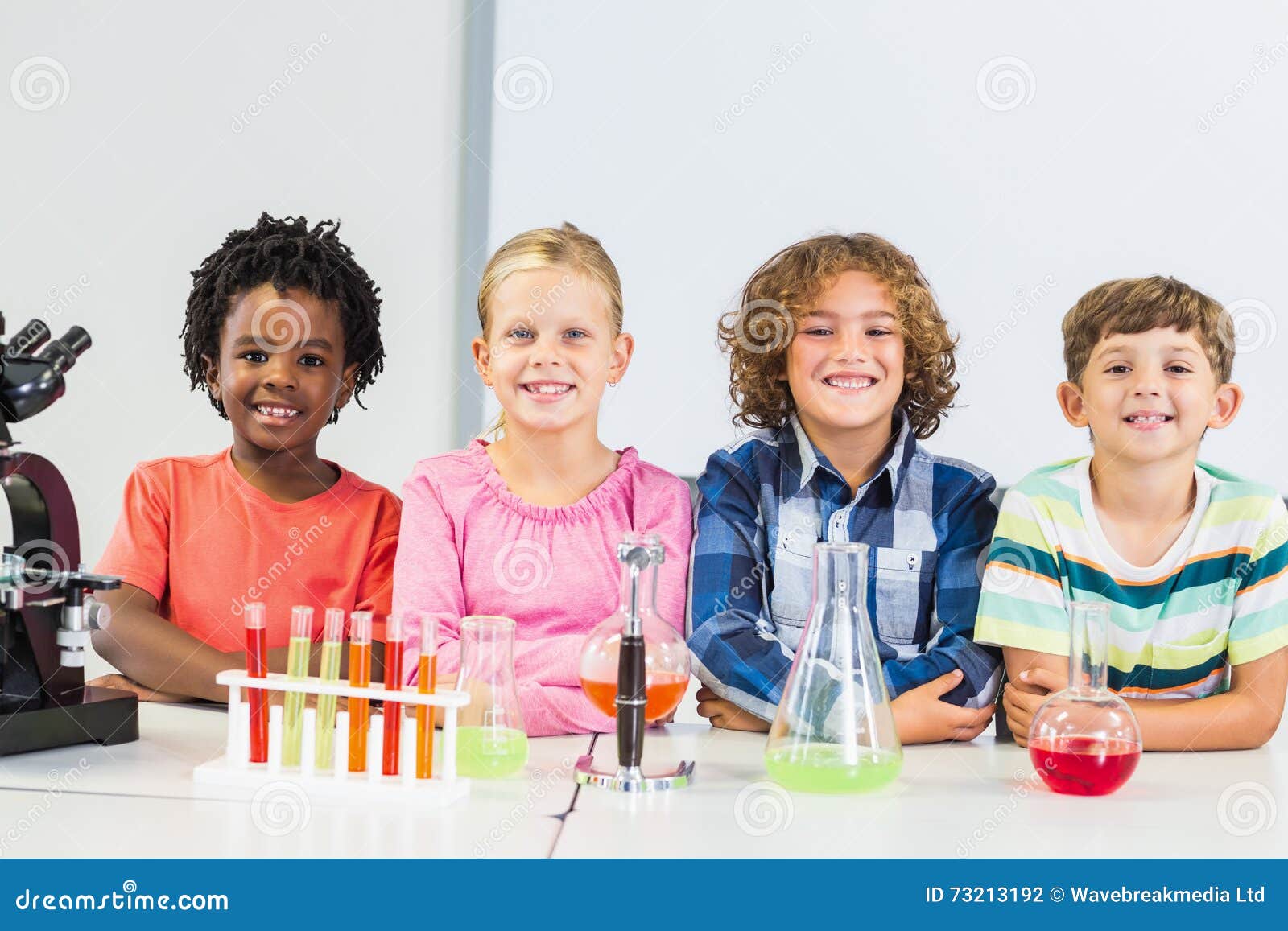 Portrait of Kids Doing a Chemical Experiment in Laboratory Stock Photo ...