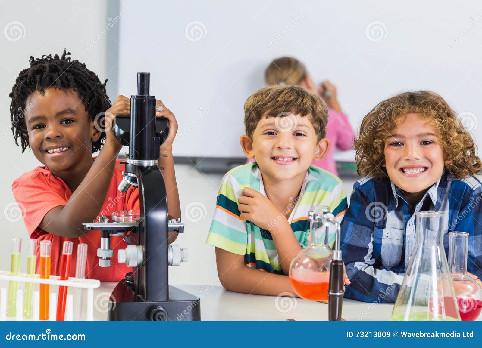 Portrait of Kids Doing Experiment in Laboratory Stock Image - Image of ...