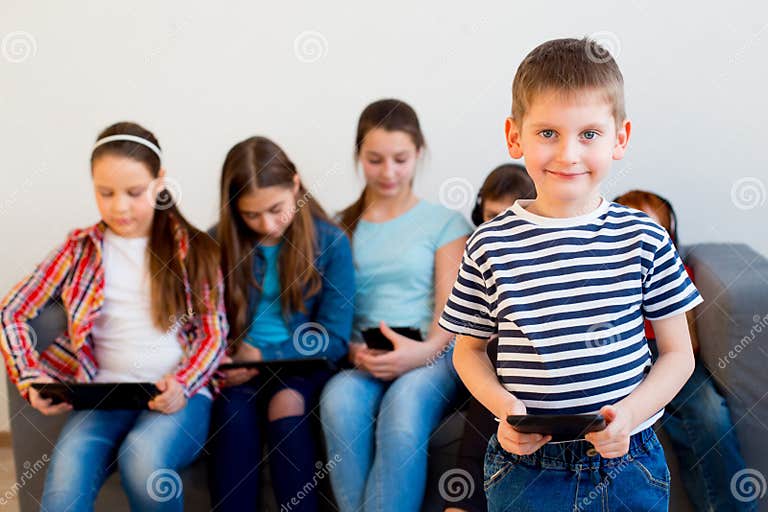 Kids Using Different Gadgets Stock Photo - Image of happy, girl: 114705698