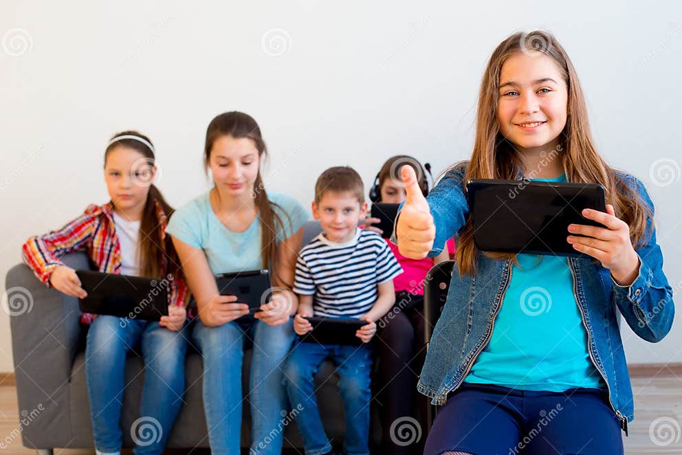 Kids Using Different Gadgets Stock Photo - Image of casual, family ...