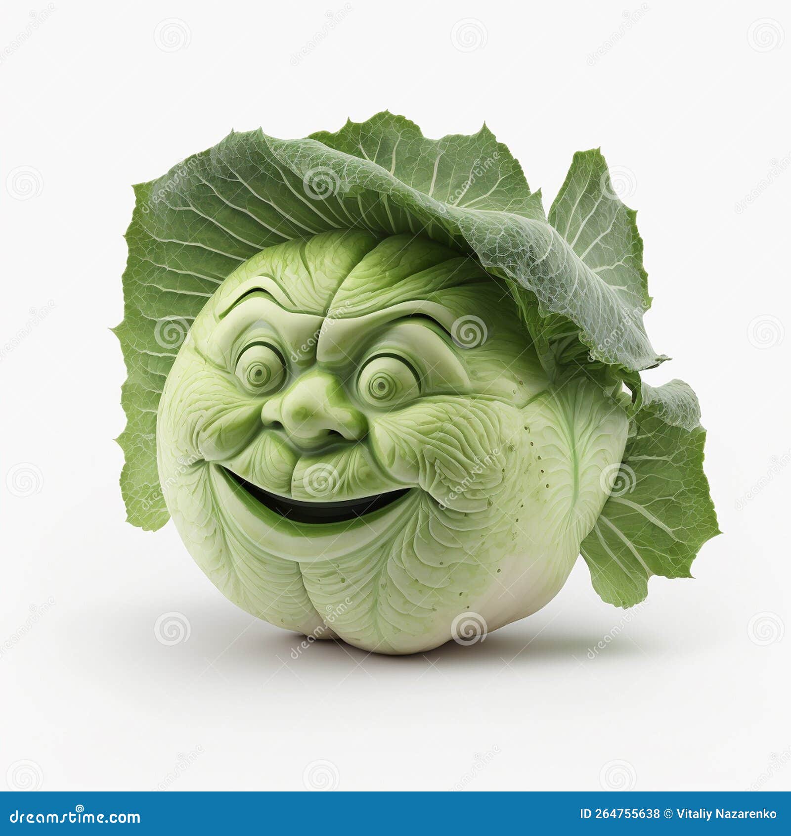 Portrait of a Kind Cabbage, Looks and Smiles. AI Generated Stock ...