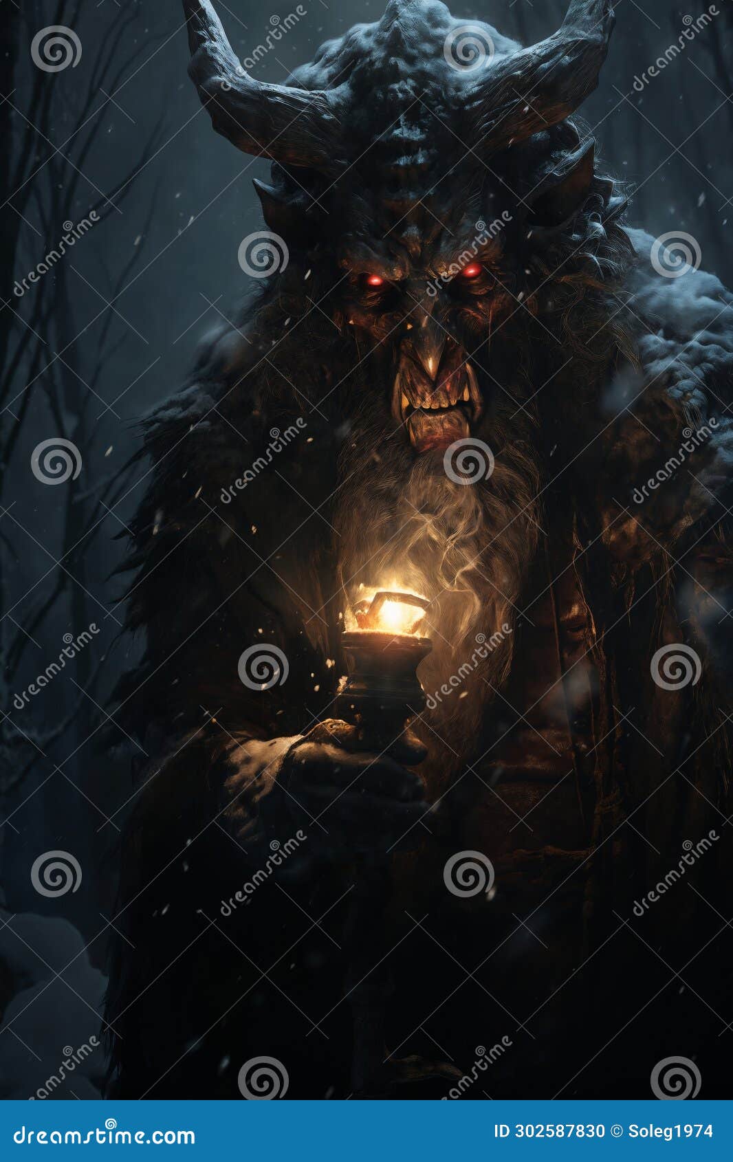 Portrait of Krampus, a Monster from a Christmas Tale Stock Illustration ...