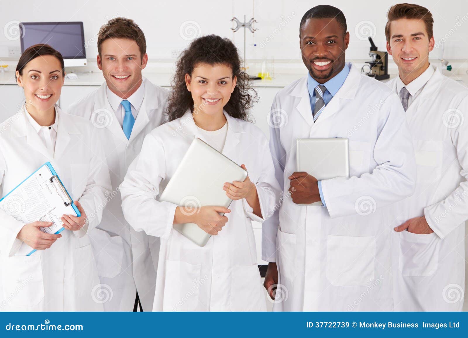 Portrait of Laboratory Technicians Standing in Group Stock Image ...