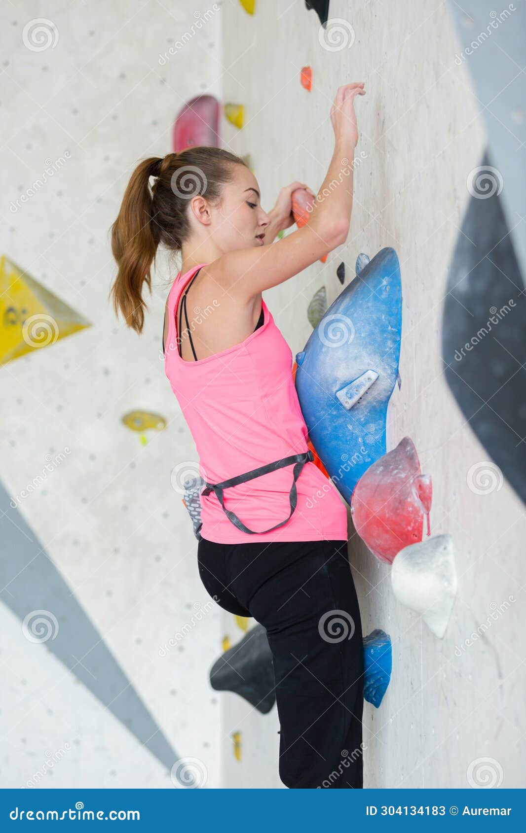 Portrait Lady on Climbing Wall Stock Image - Image of sportive, extreme ...