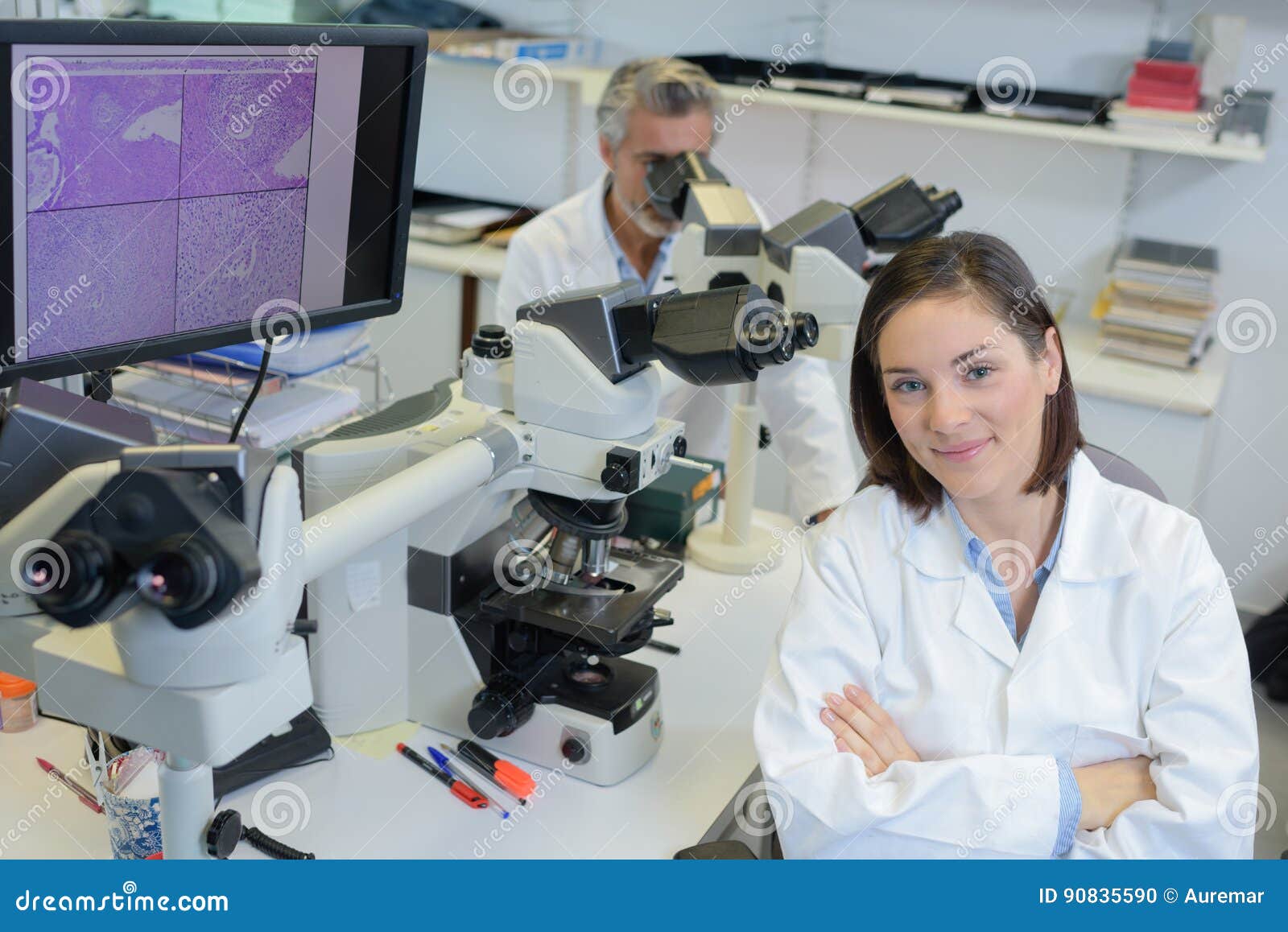 Portrait lady in lab stock photo. Image of medicine, young - 90835590