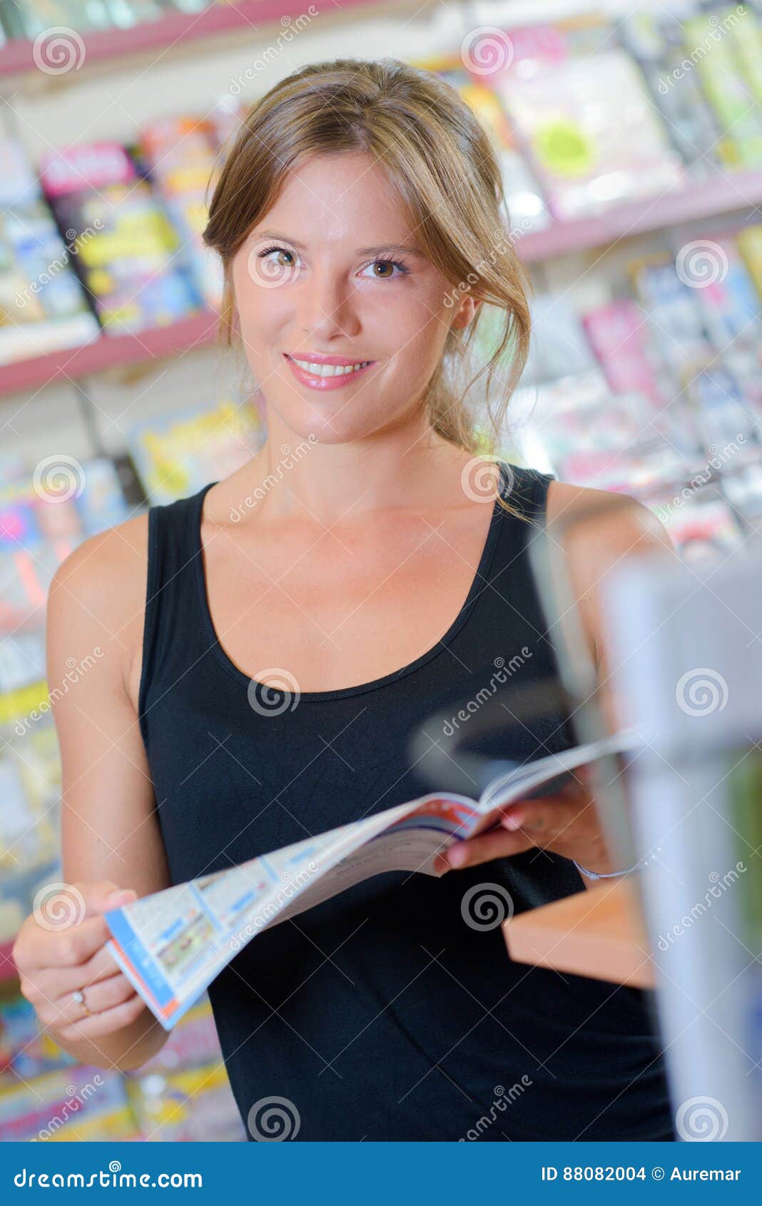 Portrait Lady Reading Magazine Stock Photo - Image of lady, expression ...