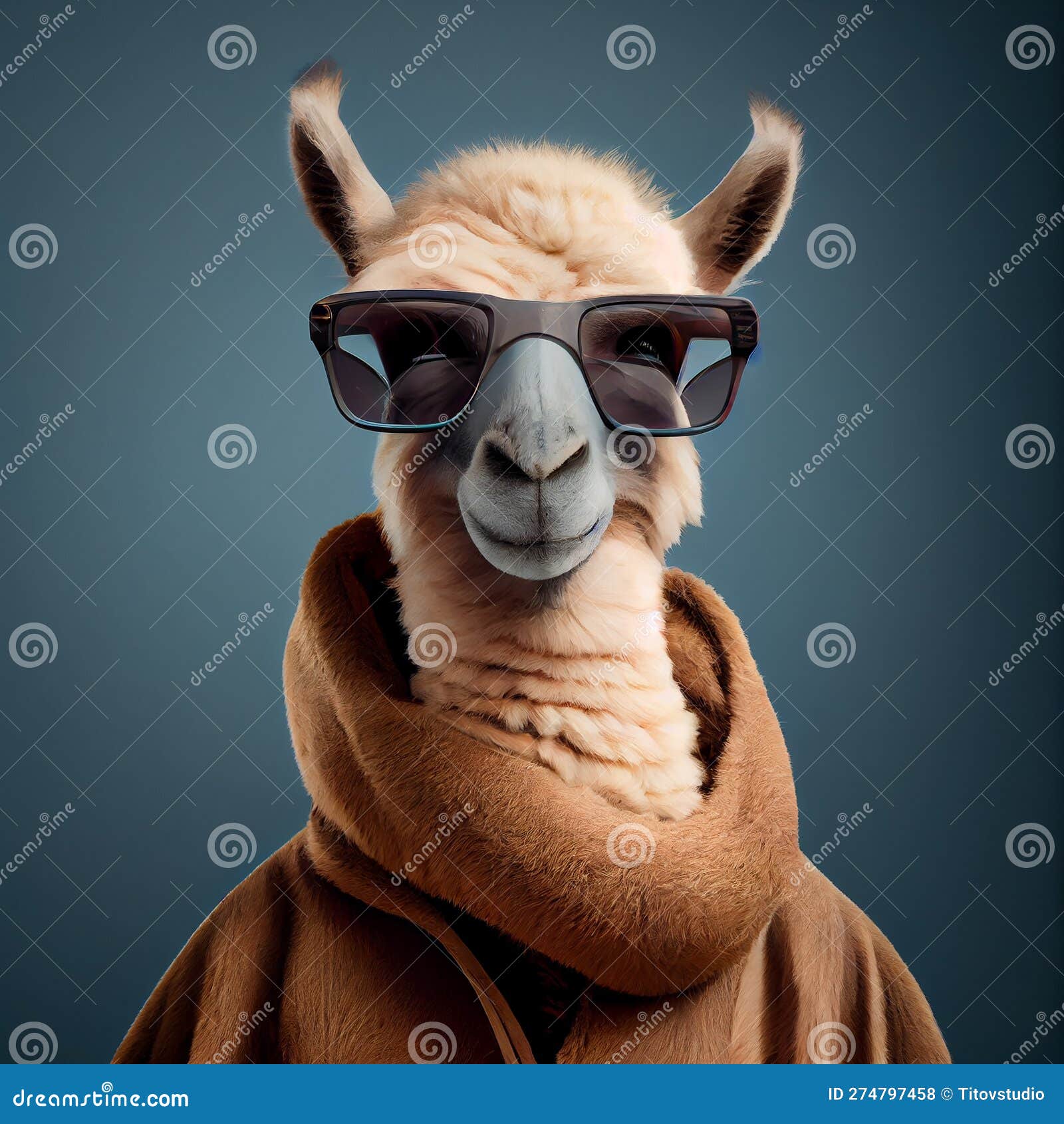 Portrait of a Lama in Sunglasses Stock Illustration - Illustration of ...