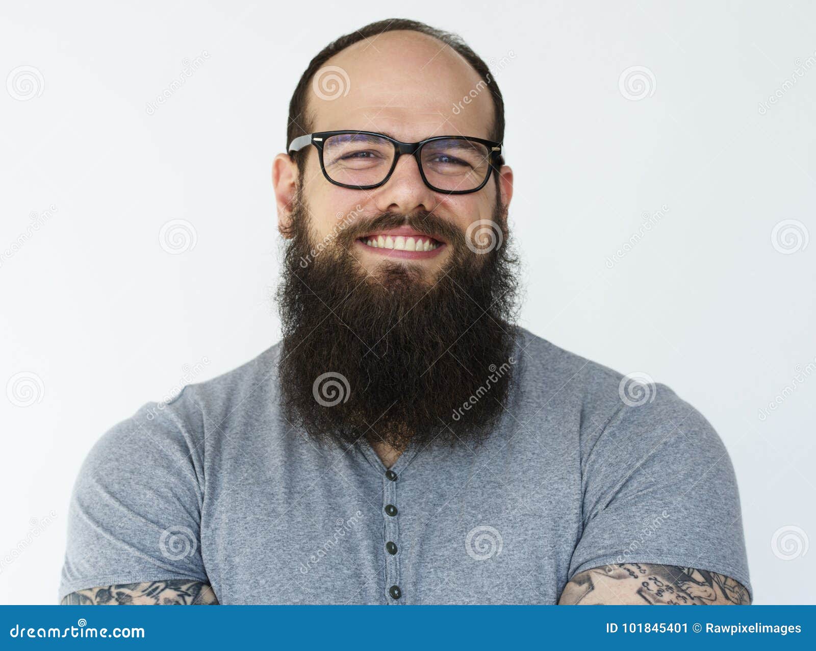 Portrait of a Large Bearded Man Stock Image - Image of people, smiling ...
