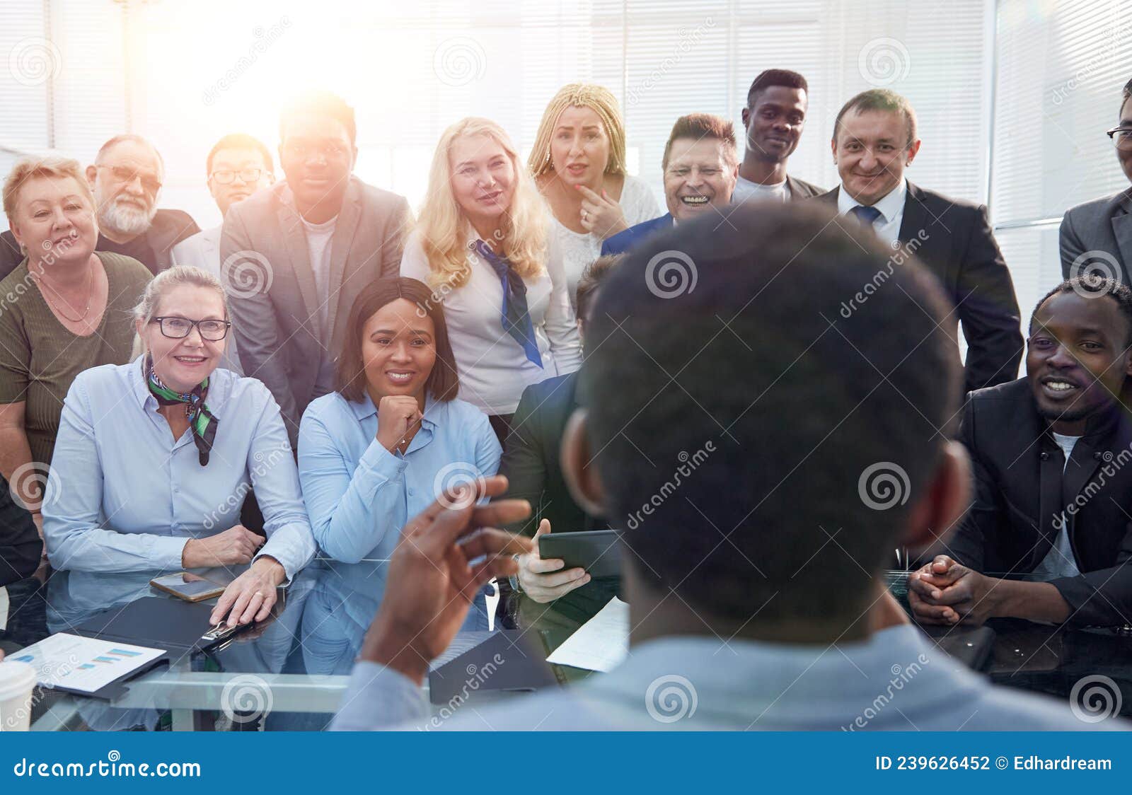 Portrait of a Large Group of Diverse Employees in the Workplace. Stock ...