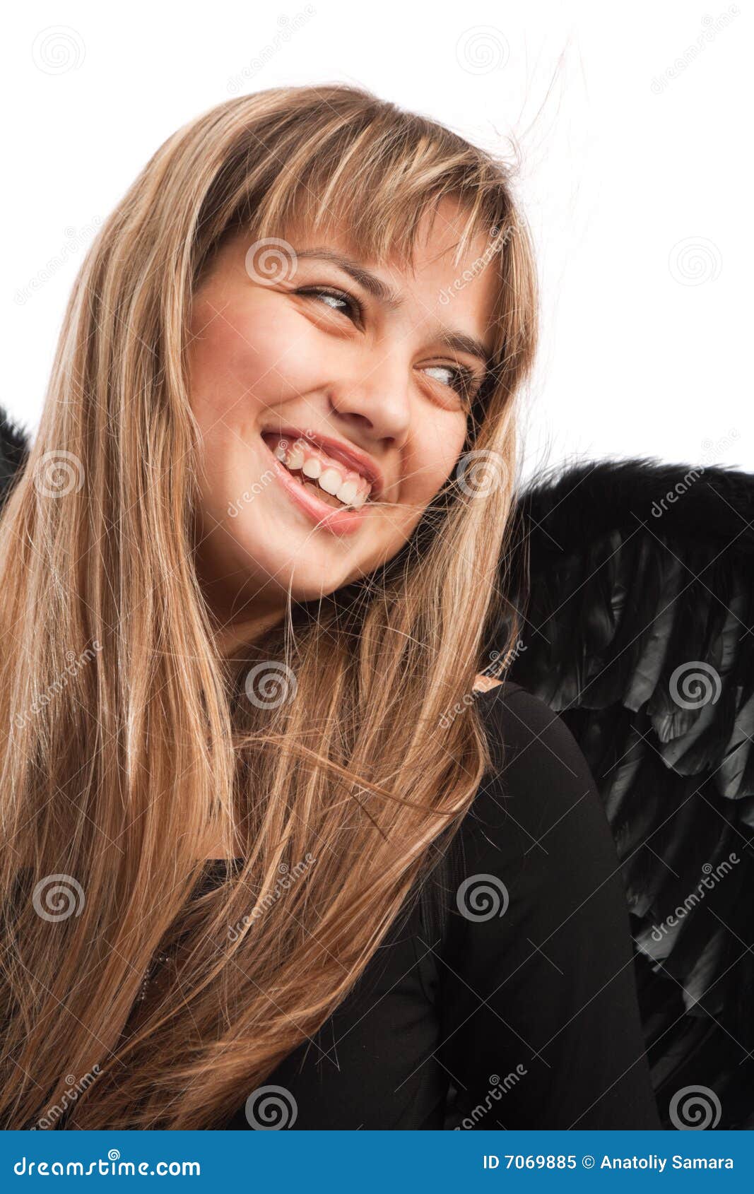 Portrait of a Laughing Angel Stock Image - Image of beautiful, angel ...