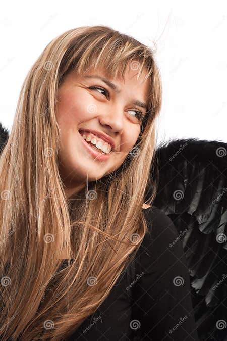 Portrait of a Laughing Angel Stock Image - Image of beautiful, angel ...