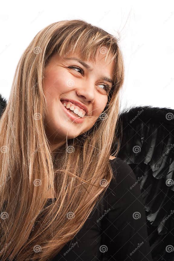 Portrait of a Laughing Angel Stock Image - Image of beautiful, angel ...