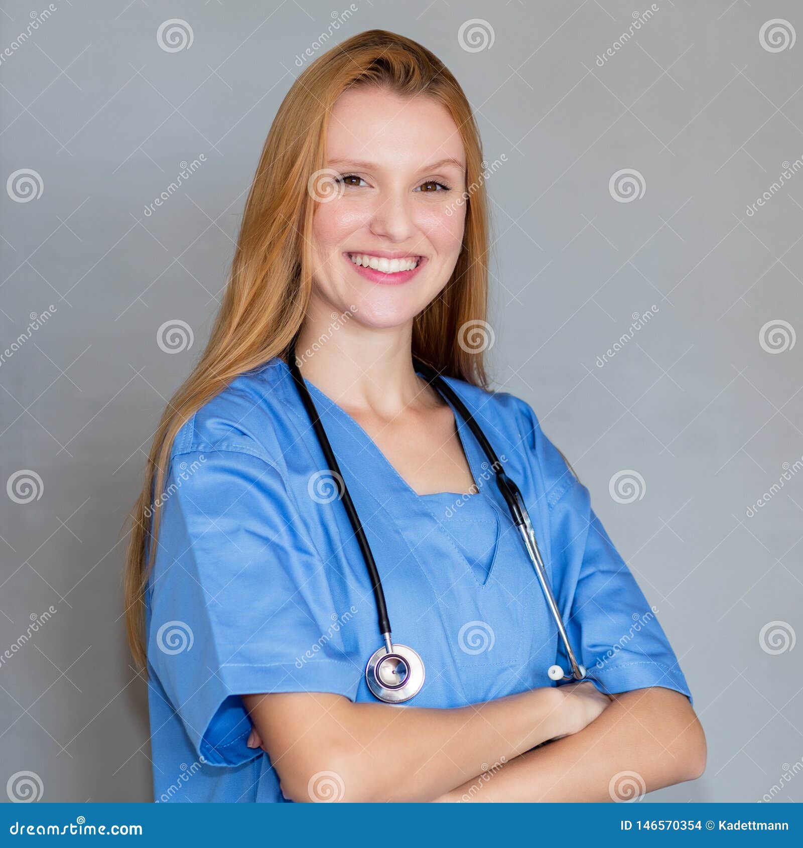 Portrait of Laughing German Nurse Stock Photo - Image of long, care ...