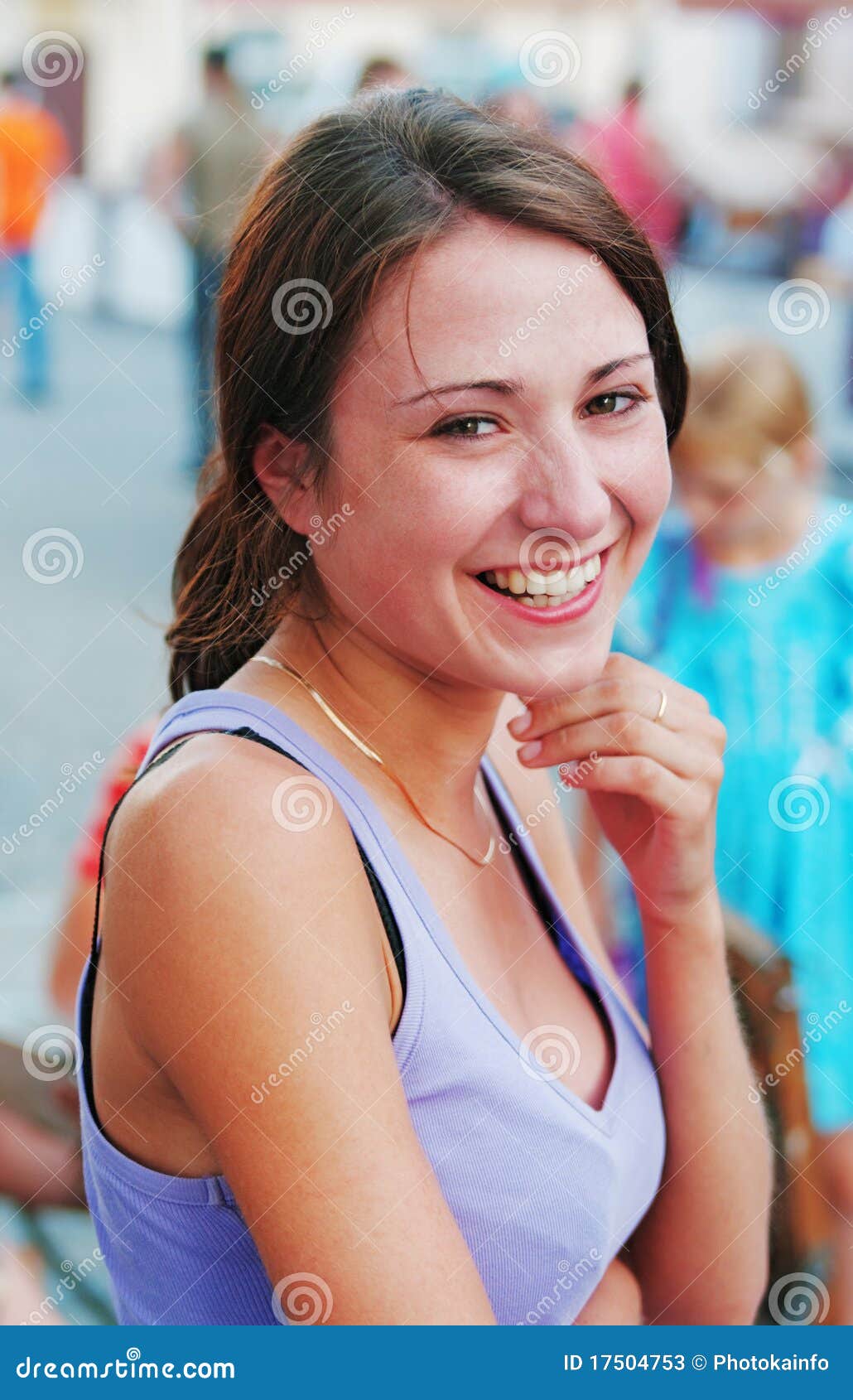Portrait of the Laughing Girl Stock Image - Image of smile, hand: 17504753