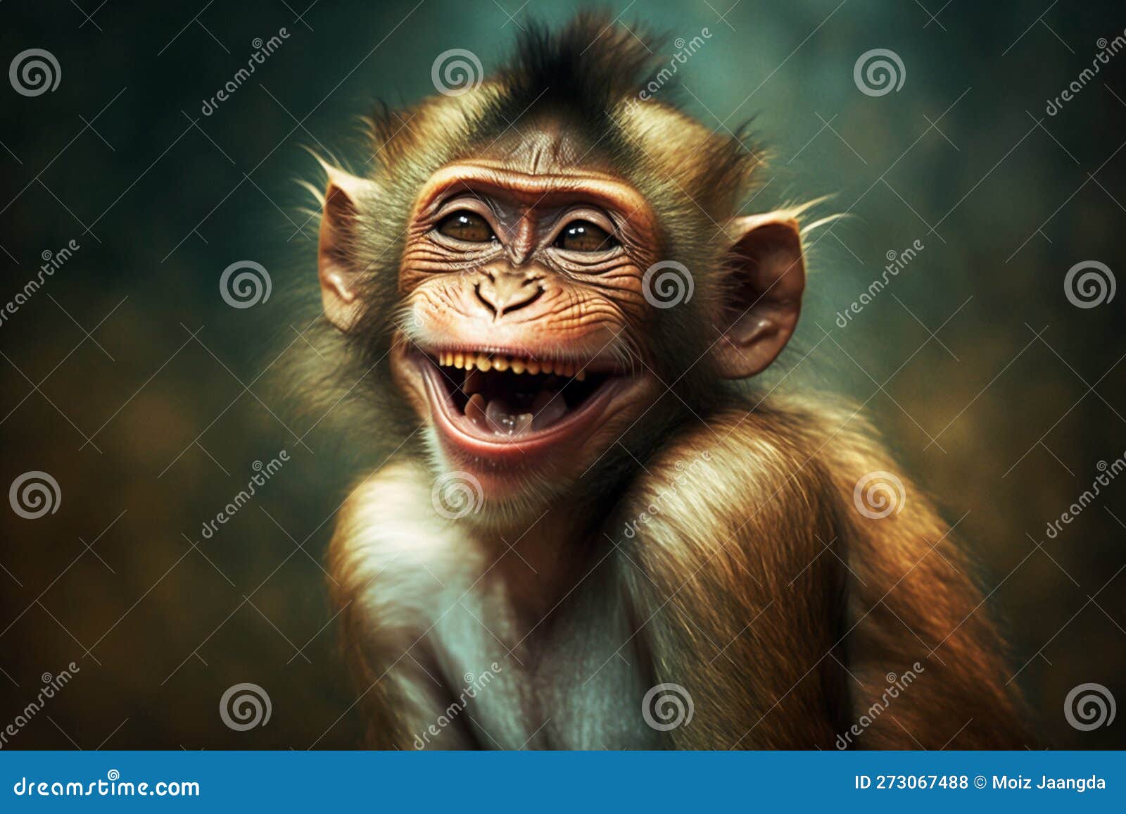 Portrait of a Laughing Monkey Stock Illustration - Illustration of ...