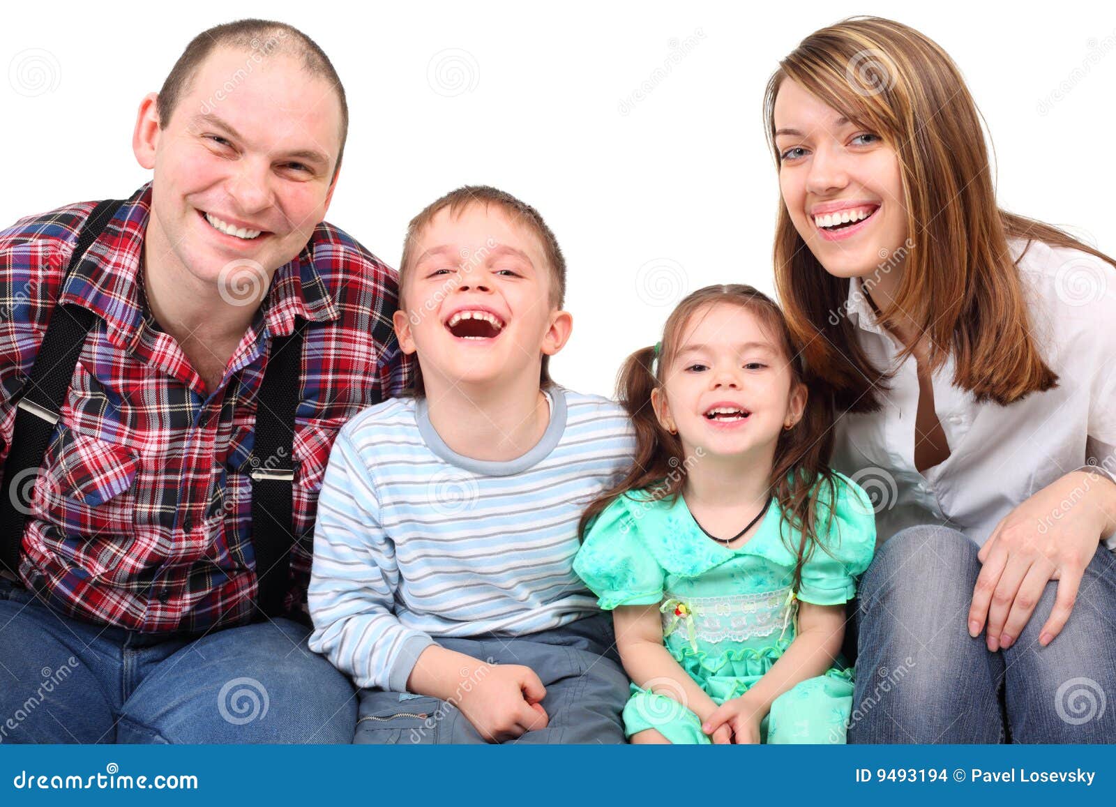 Portrait of Laughing Parents and Children Stock Photo - Image of ...