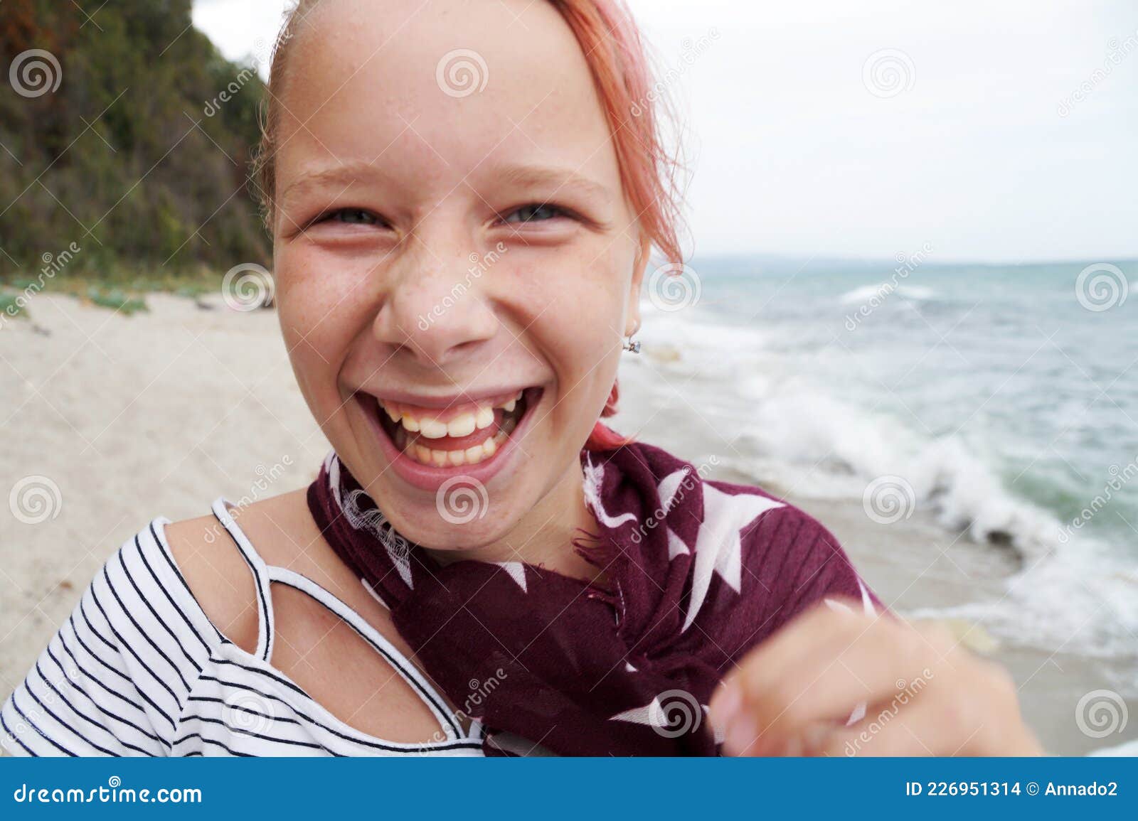 Portrait of a Laughing Teenage Girl on the Seashore Stock Photo - Image ... Portrait of a Laughing Teenage Girl on the Seashore Stock Photo - Image ...