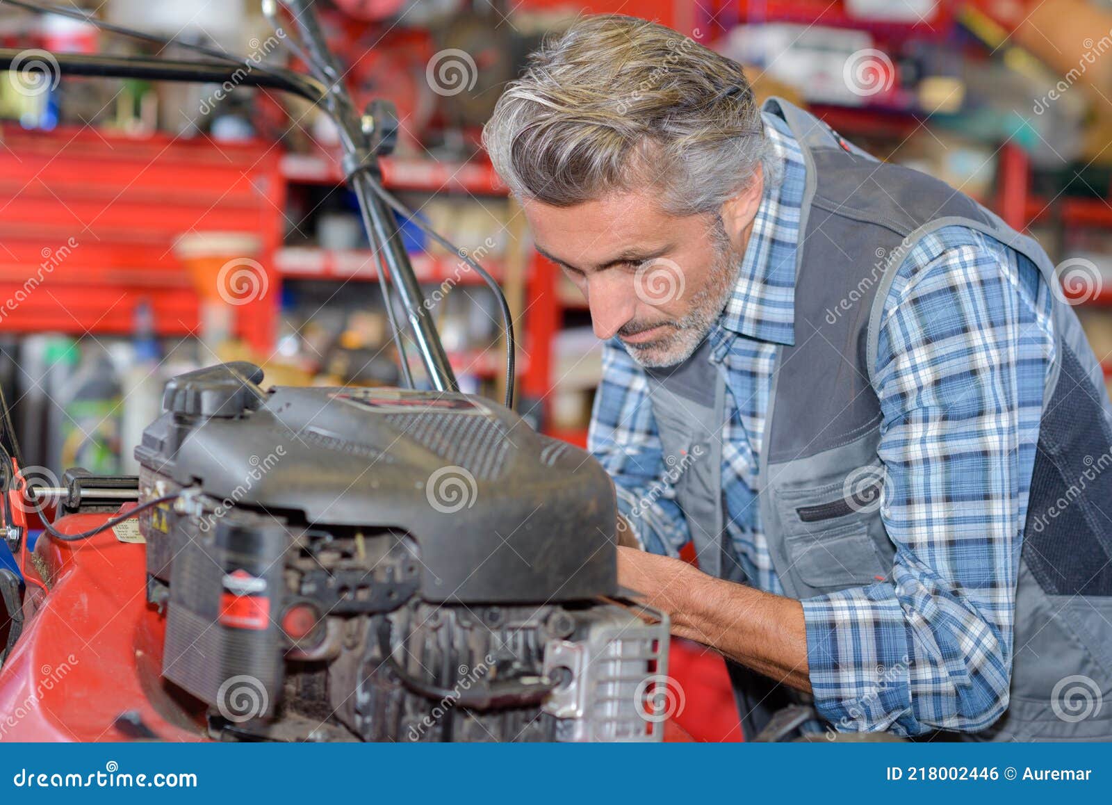 Portrait Lawn Mower Technician Stock Photo - Image of service, mower ...