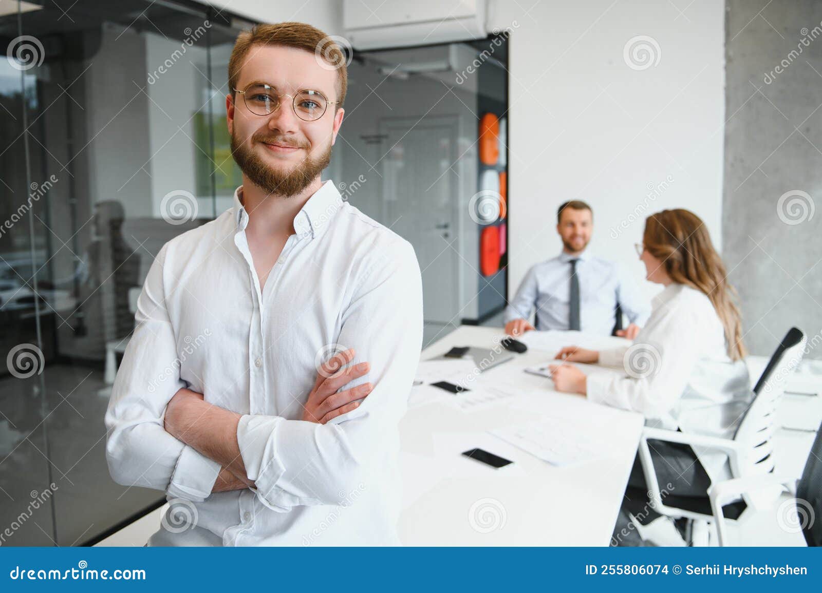 Portrait of a Leader with Business Team Behind. Stock Photo - Image of ...