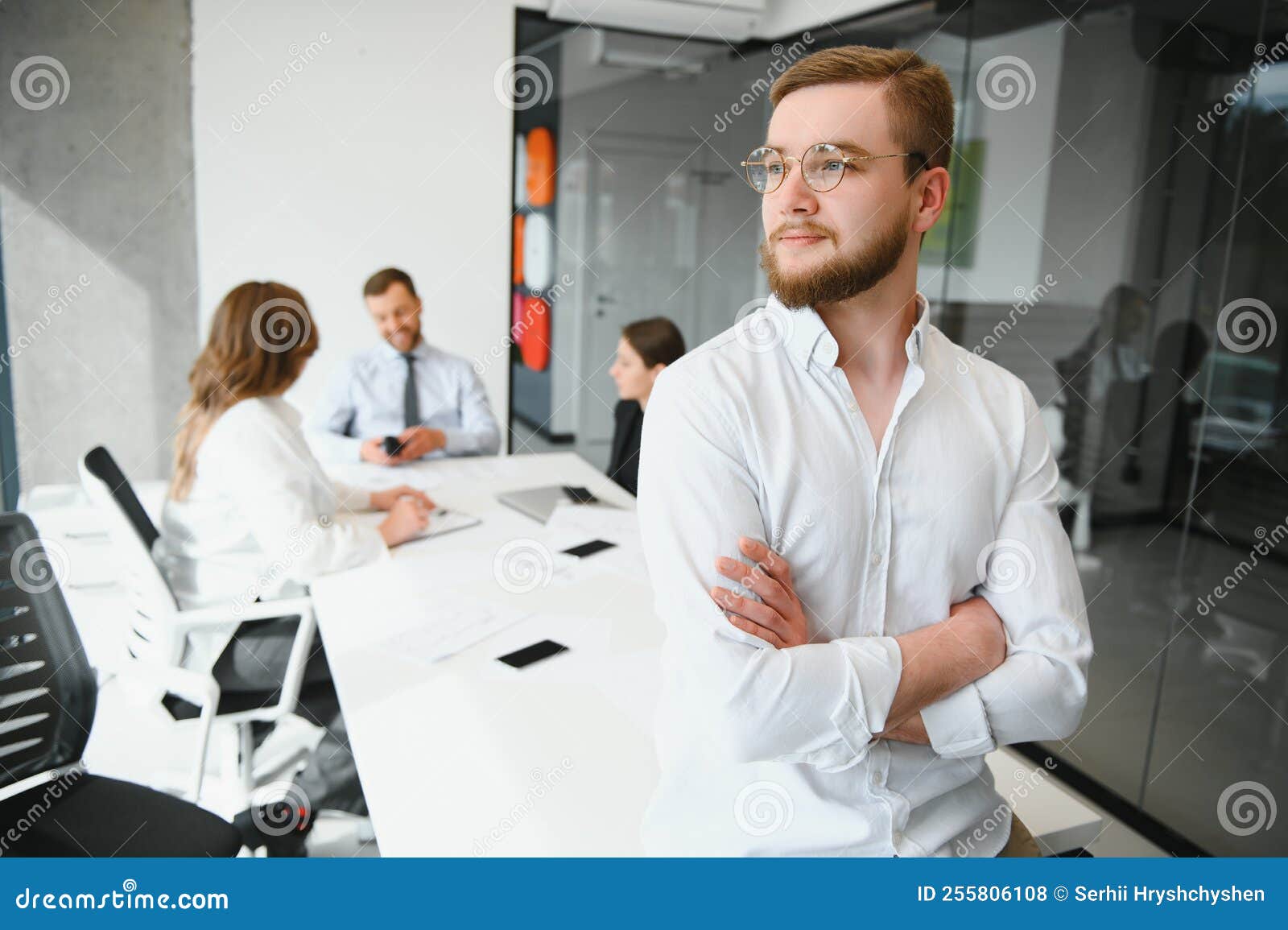 Portrait of a Leader with Business Team Behind. Stock Photo - Image of ...