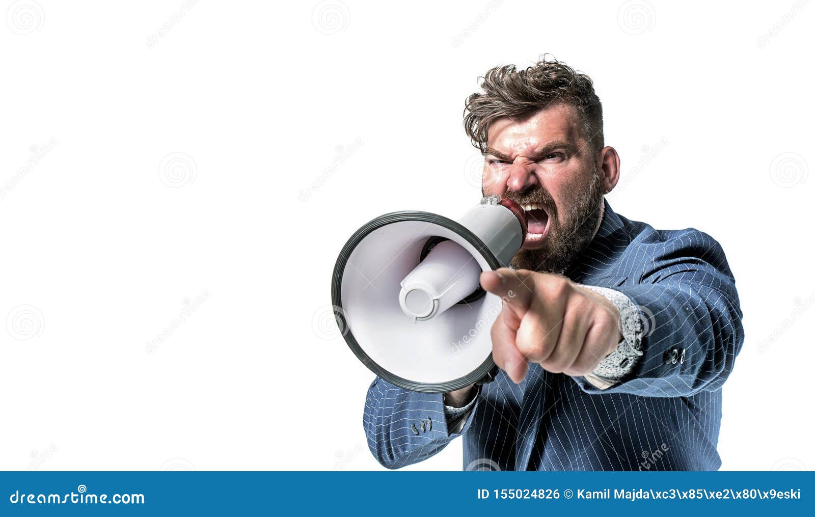 Portrait of a Leader Screaming with a Megaphone Stock Photo - Image of ...
