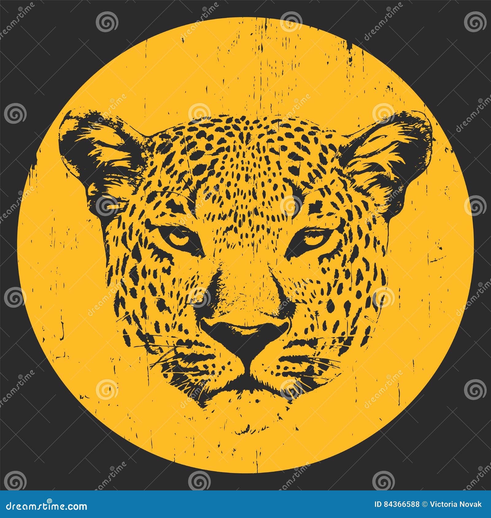 Portrait of Leopard. Hand-drawn Illustration Stock Vector ...